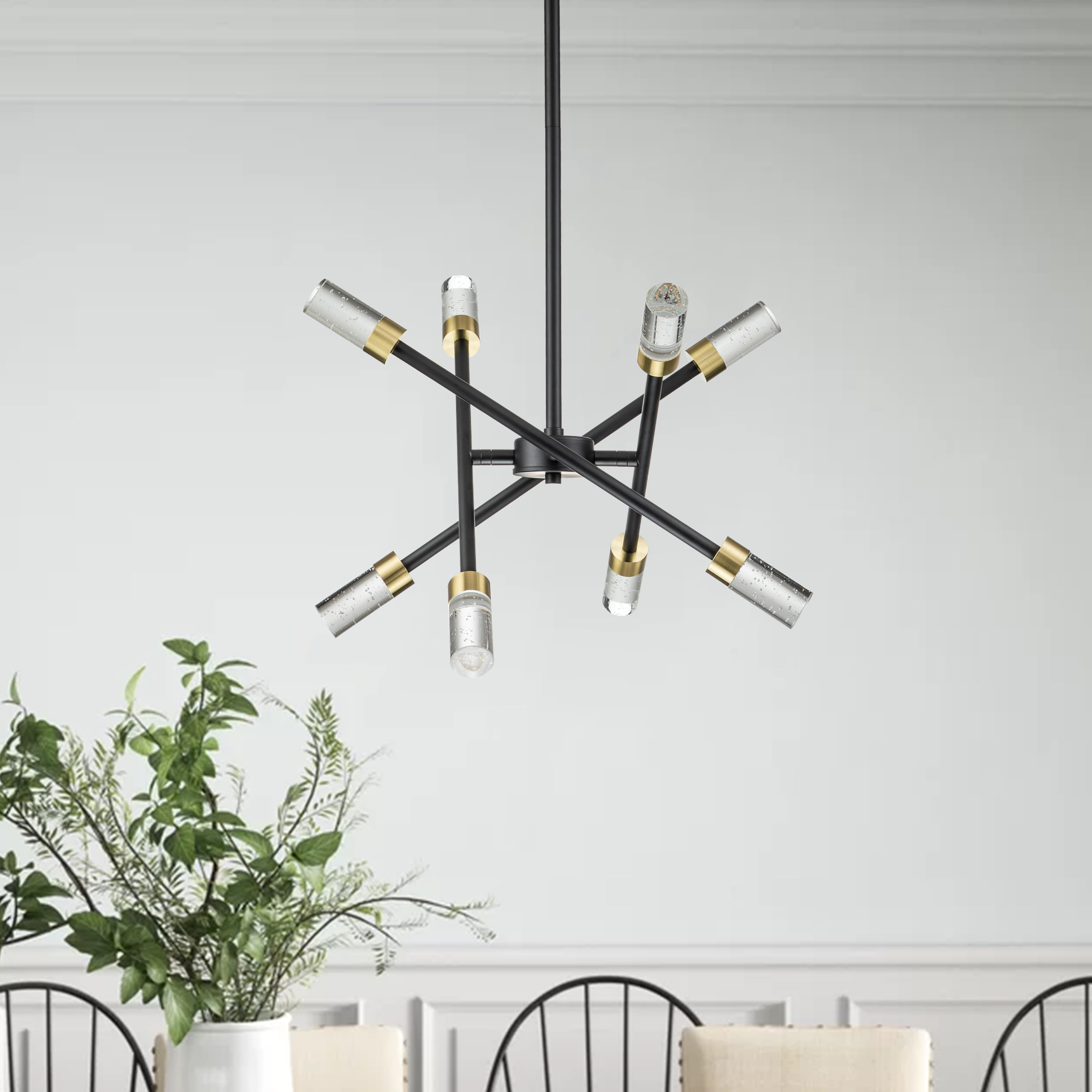 George Oliver Friedemar 8 - Light Sputnik Modern Linear LED Chandelier ...