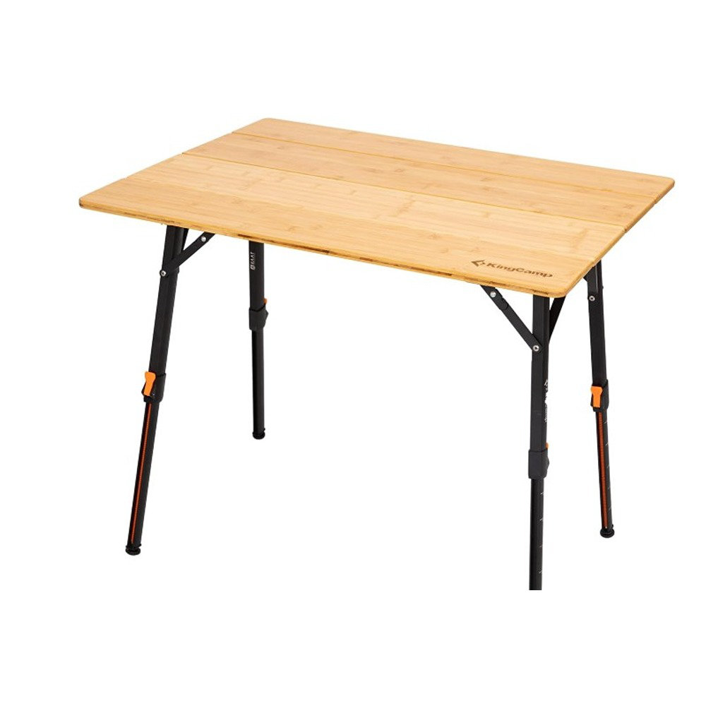 MAXAYA Bamboo Folding Table With Visual Adjustable Height Alum ...