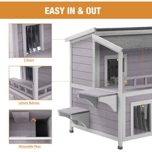 The Party Aisle™ Outdoor Feral Cat House, Outside Cat Condos Two Story ...