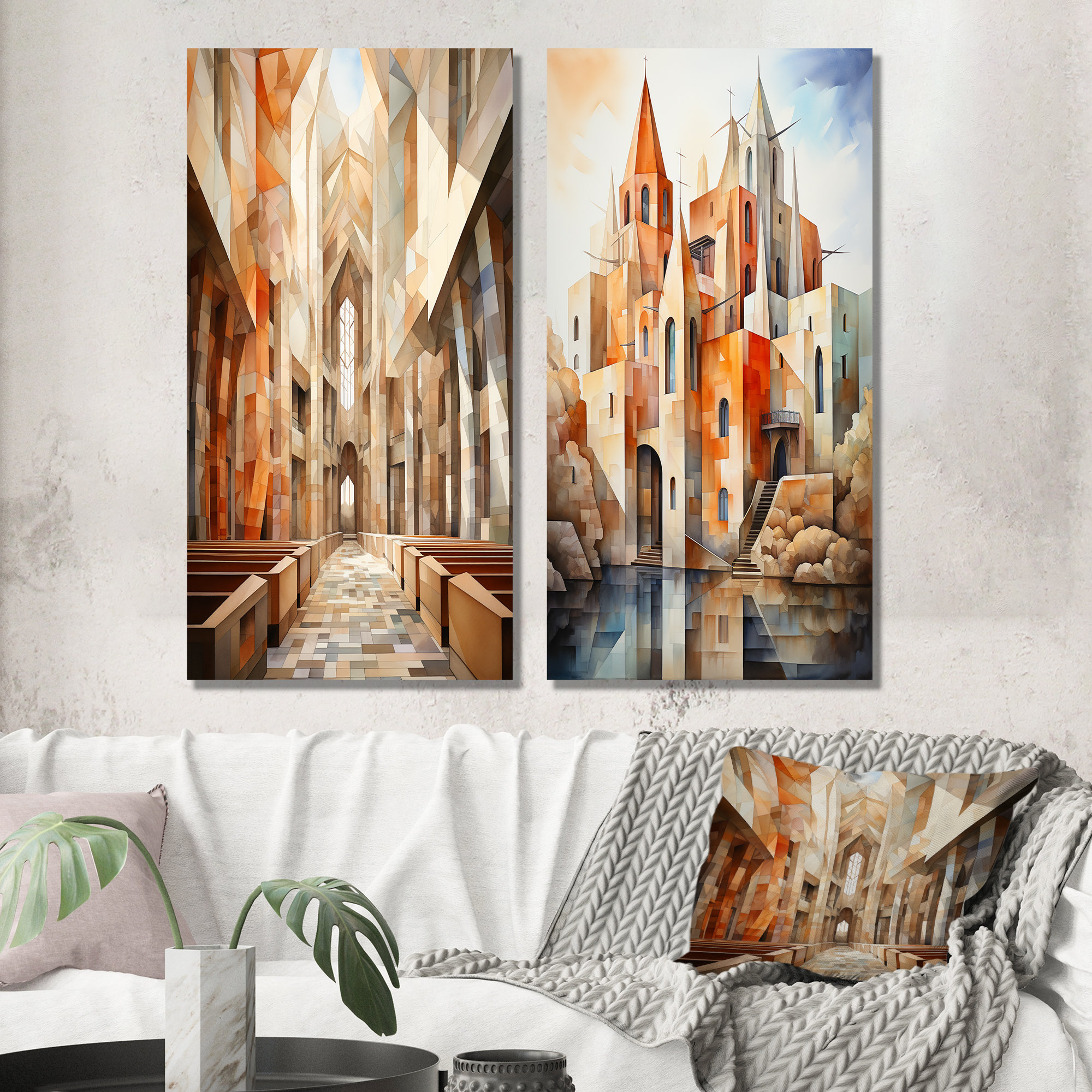 Lark Manor™ Cubist Chapel Religious Landscape I - Church Wall Art ...