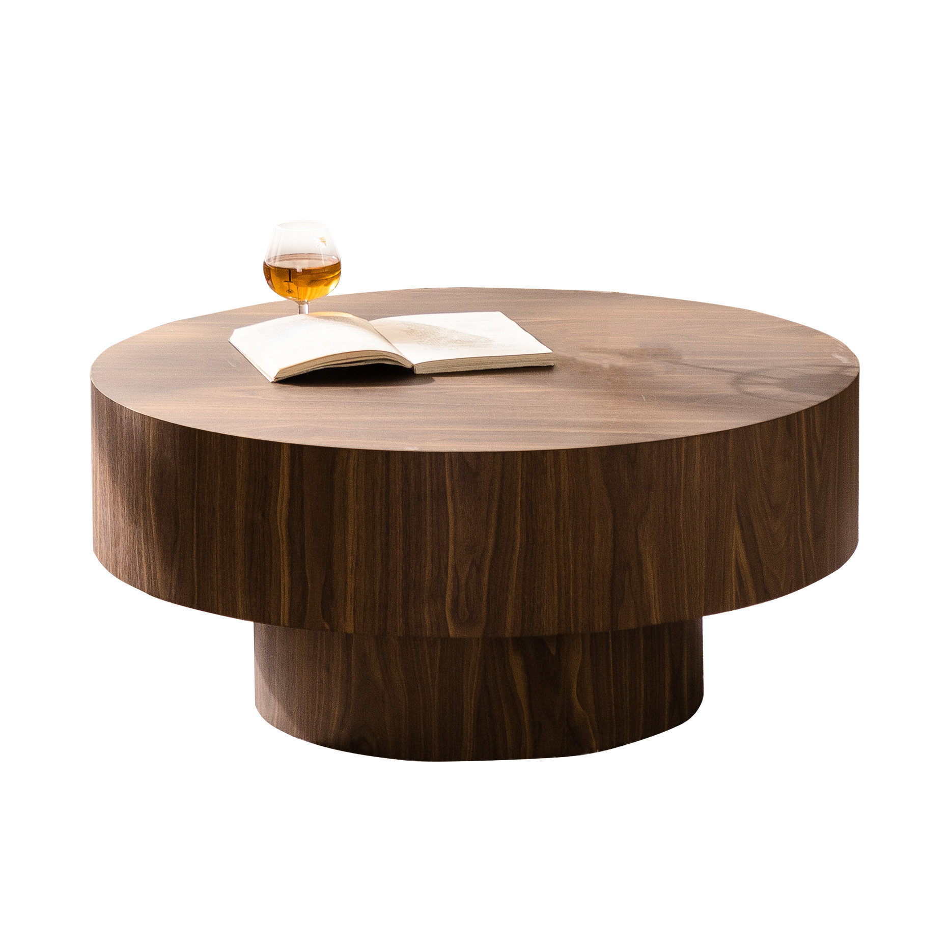 Latitude Run® Round Coffee Table In Walnut Color, 30.28 Inch ...