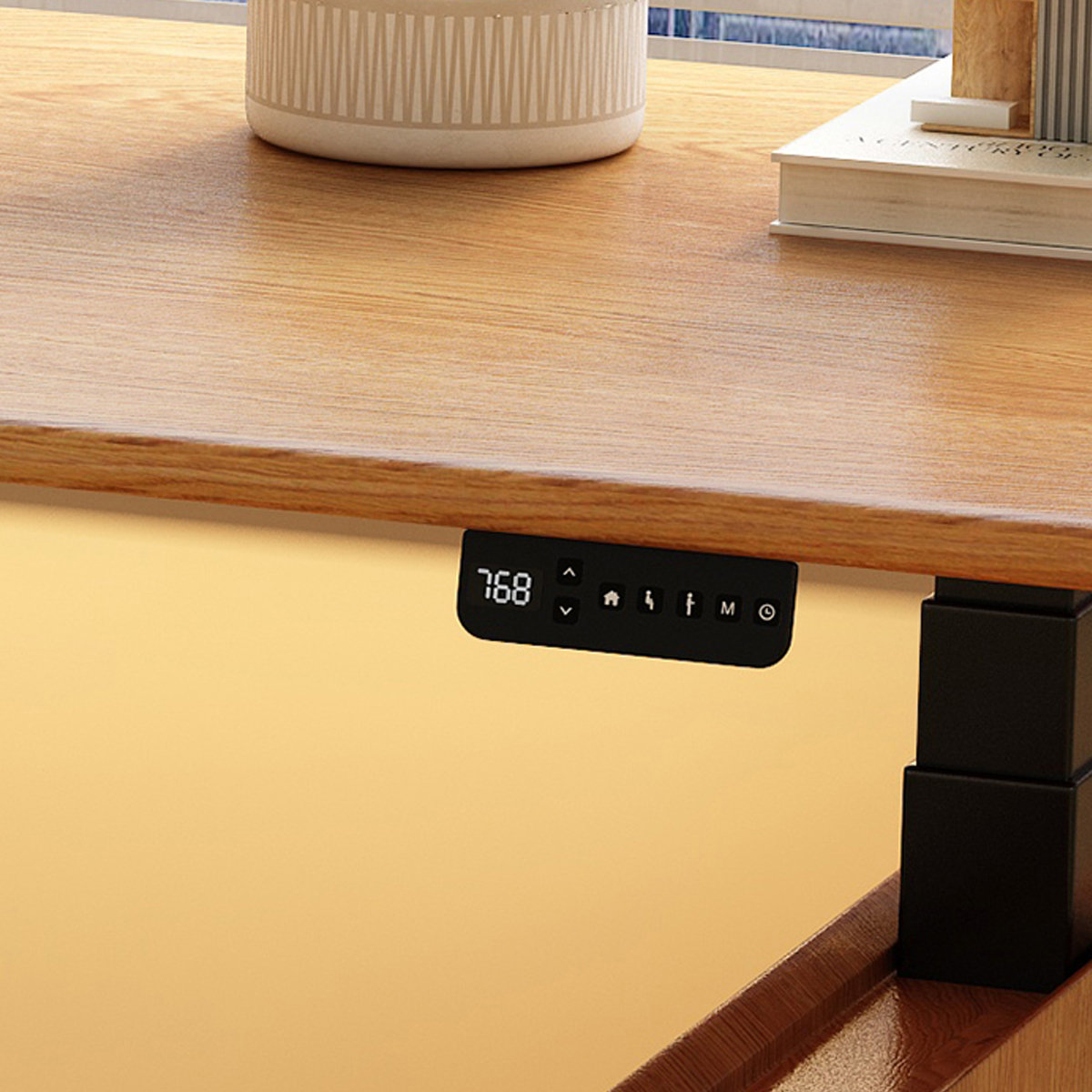 Wren Decors Wood color Rectangular Hight adjustable Solid wood Desks ...