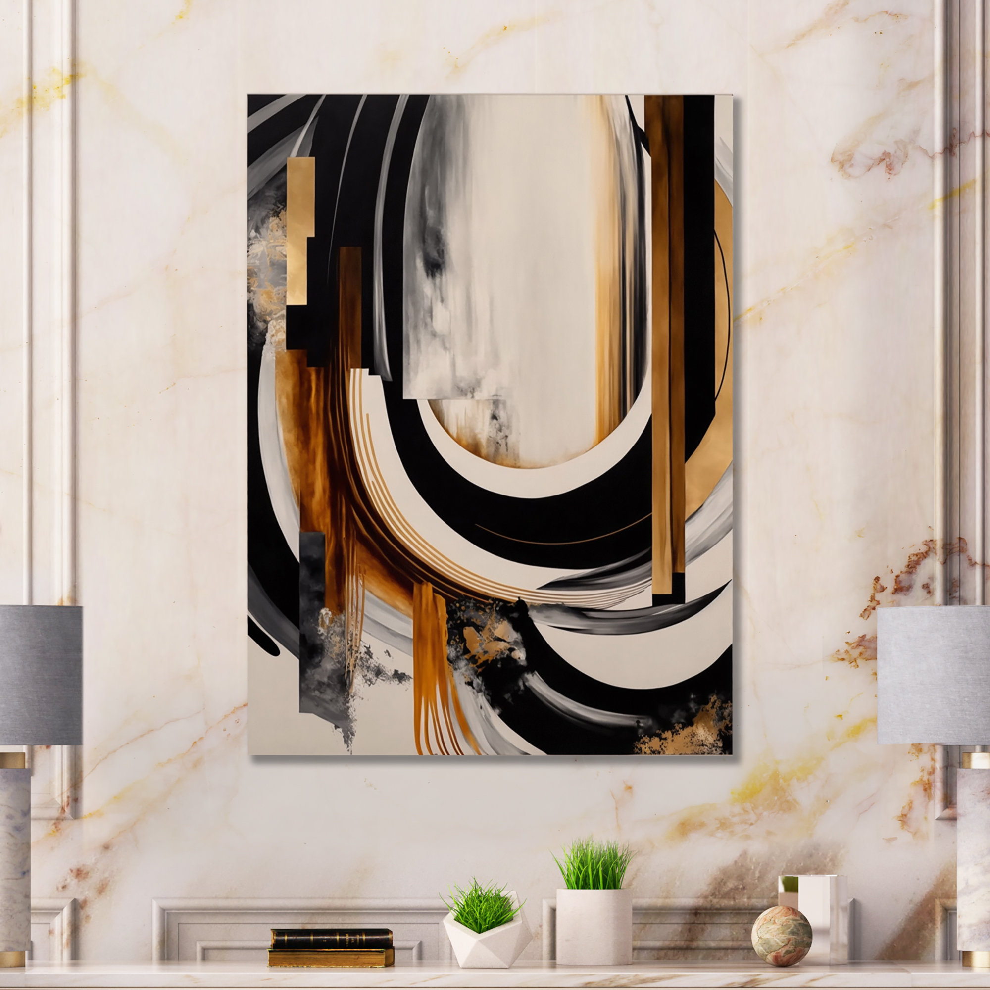 Ivy Bronx Gold Touch Art Deco IV - Modern Canvas Wall Art | Wayfair