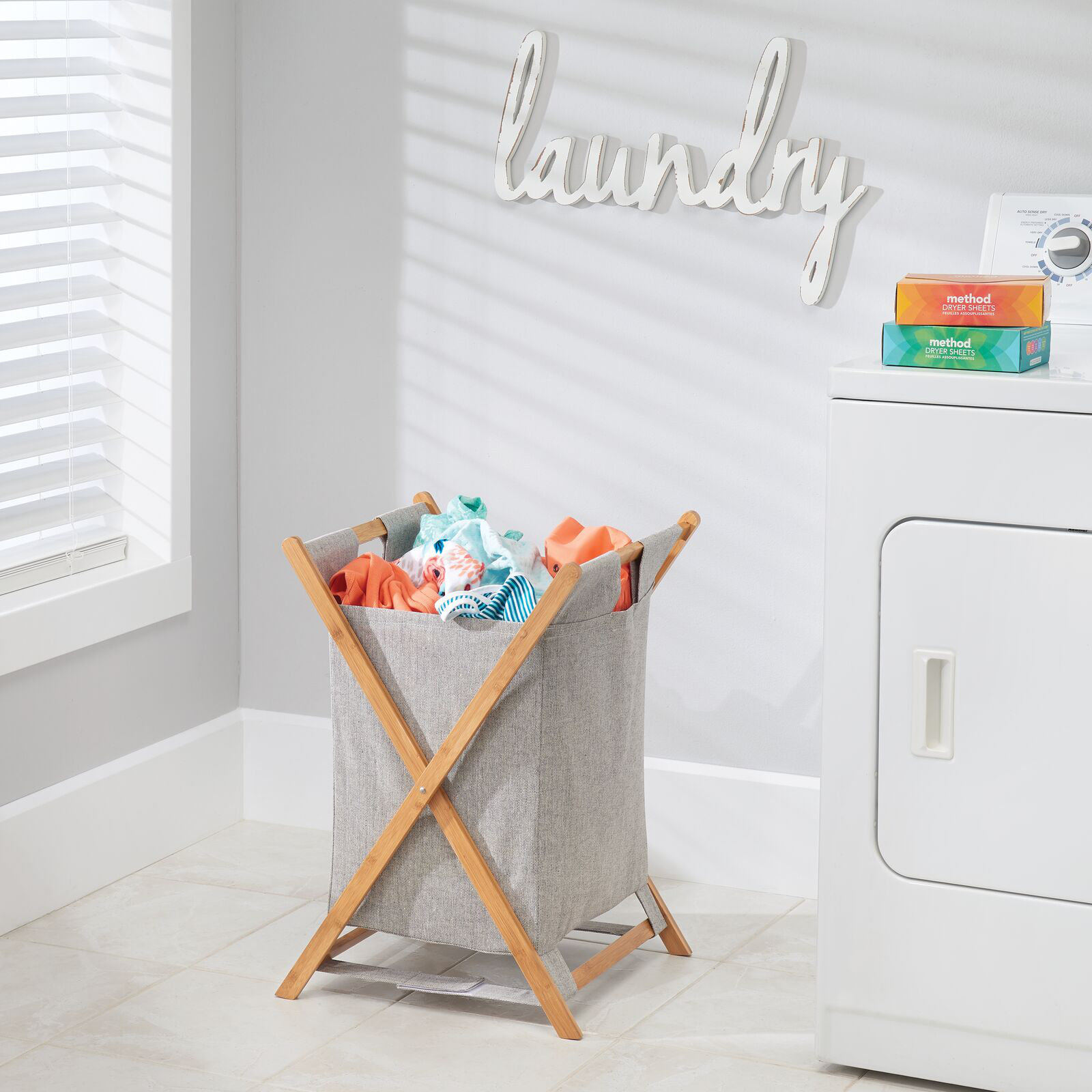 mDesign Bamboo Laundry Hamper, Portable/Collapsible Fabric Bag | Wayfair