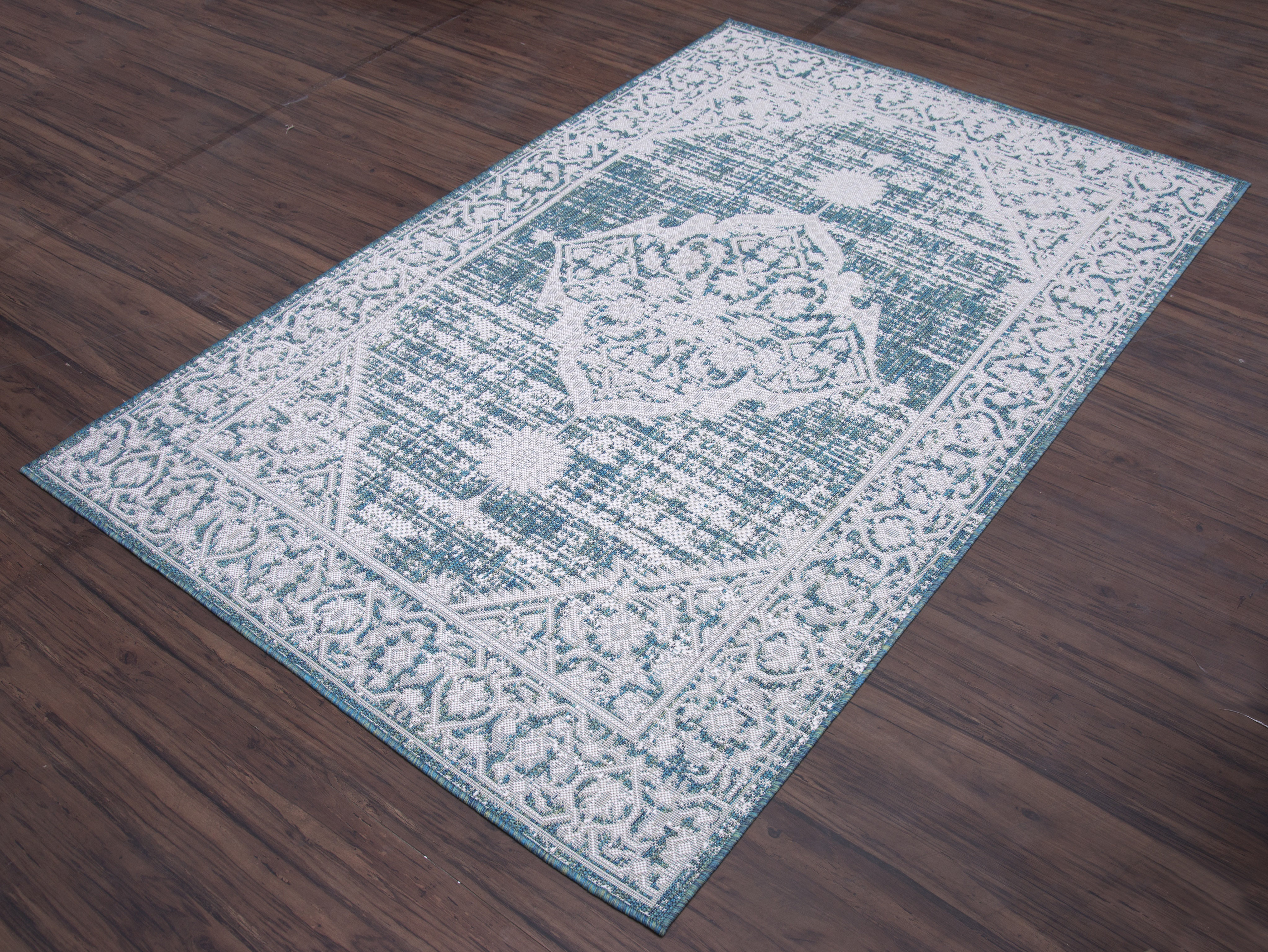 Ophelia & Co. Derell Oriental Blue/White Area Rug | Wayfair
