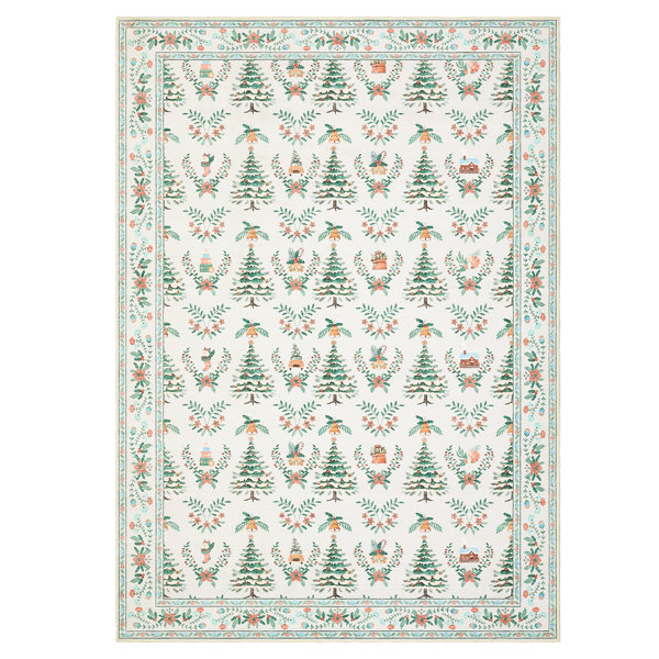 The Holiday Aisle® Machine Washable Christmas Rug Xmas Tree Floor Mats ...