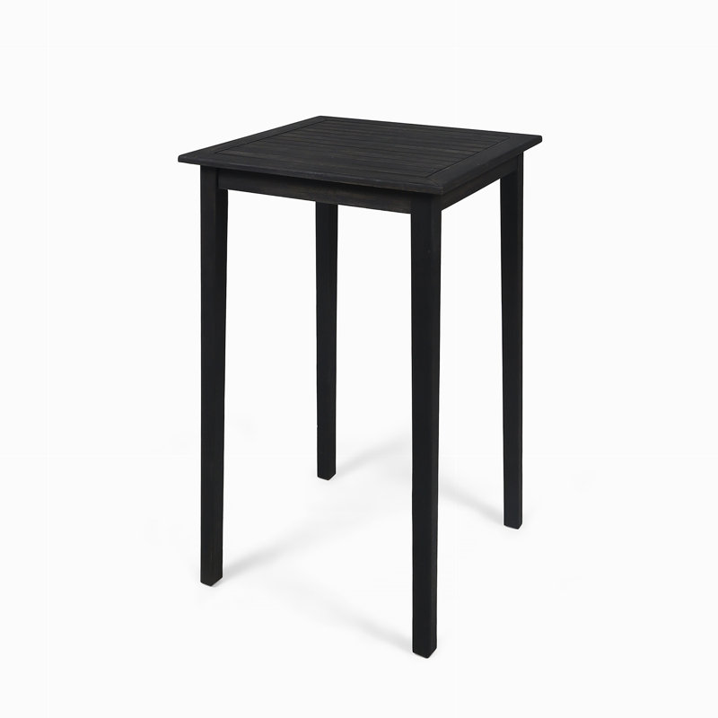 Latitude Run® Outdoor Minimalist Acacia Wood Square Bar Table - Dark ...