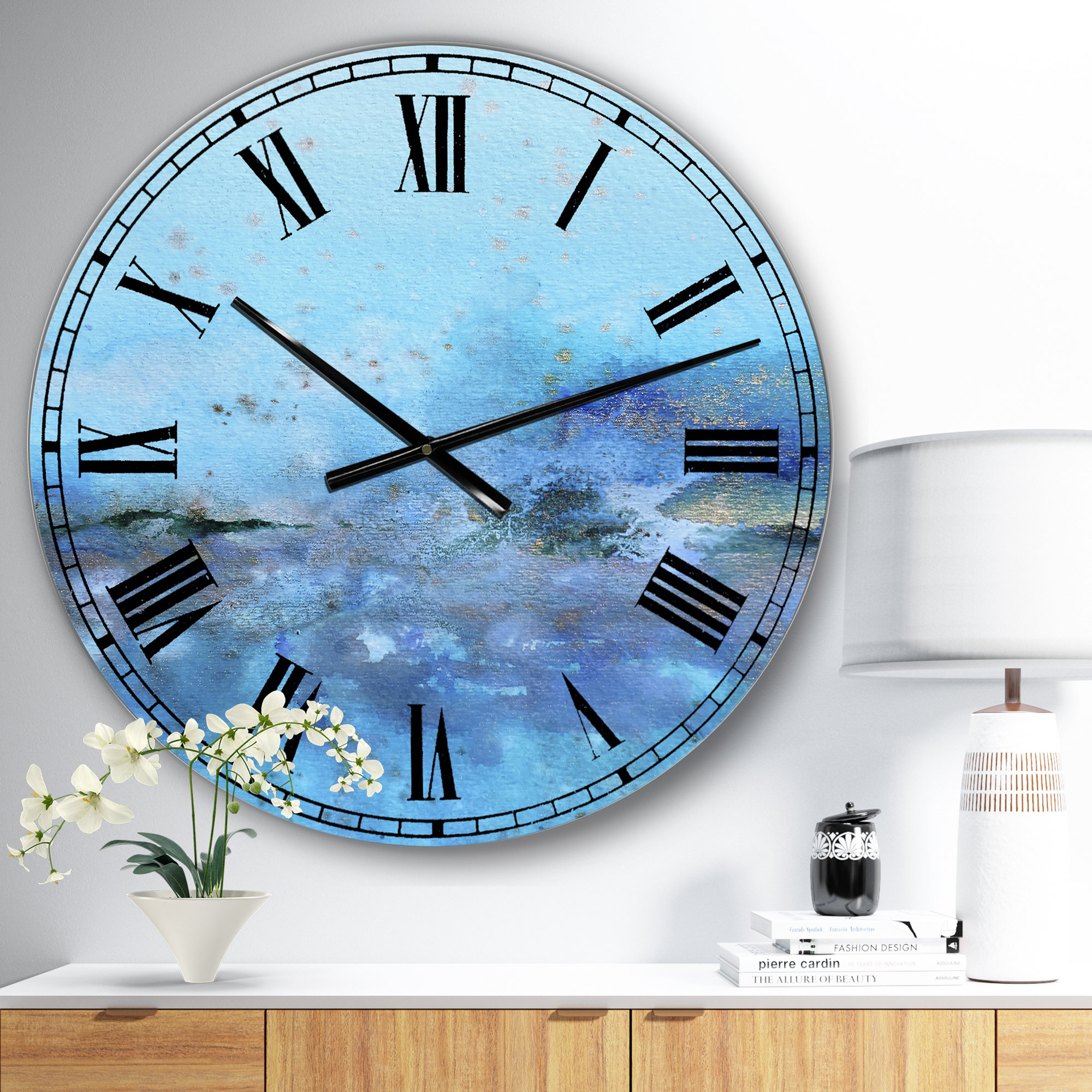 East Urban Home Blue And Gold Water Impression - Large Modern Wall ...