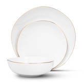 Godinger Silver Art Co Hillcrest 12 Piece Gold Rim Dinnerware Set ...