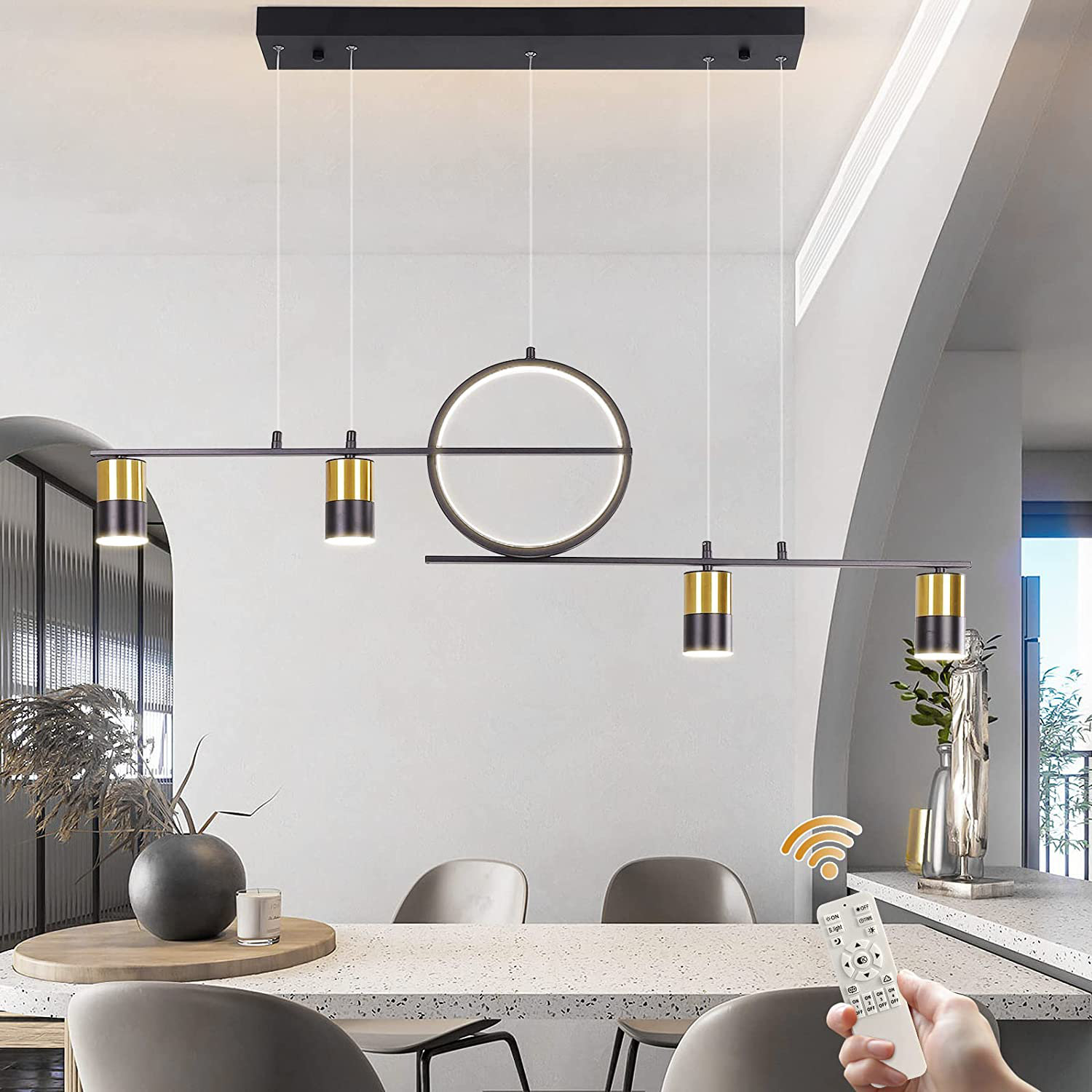 Everly Quinn Dimmable Led Pendant Lighting, Creative Linear Pendant ...