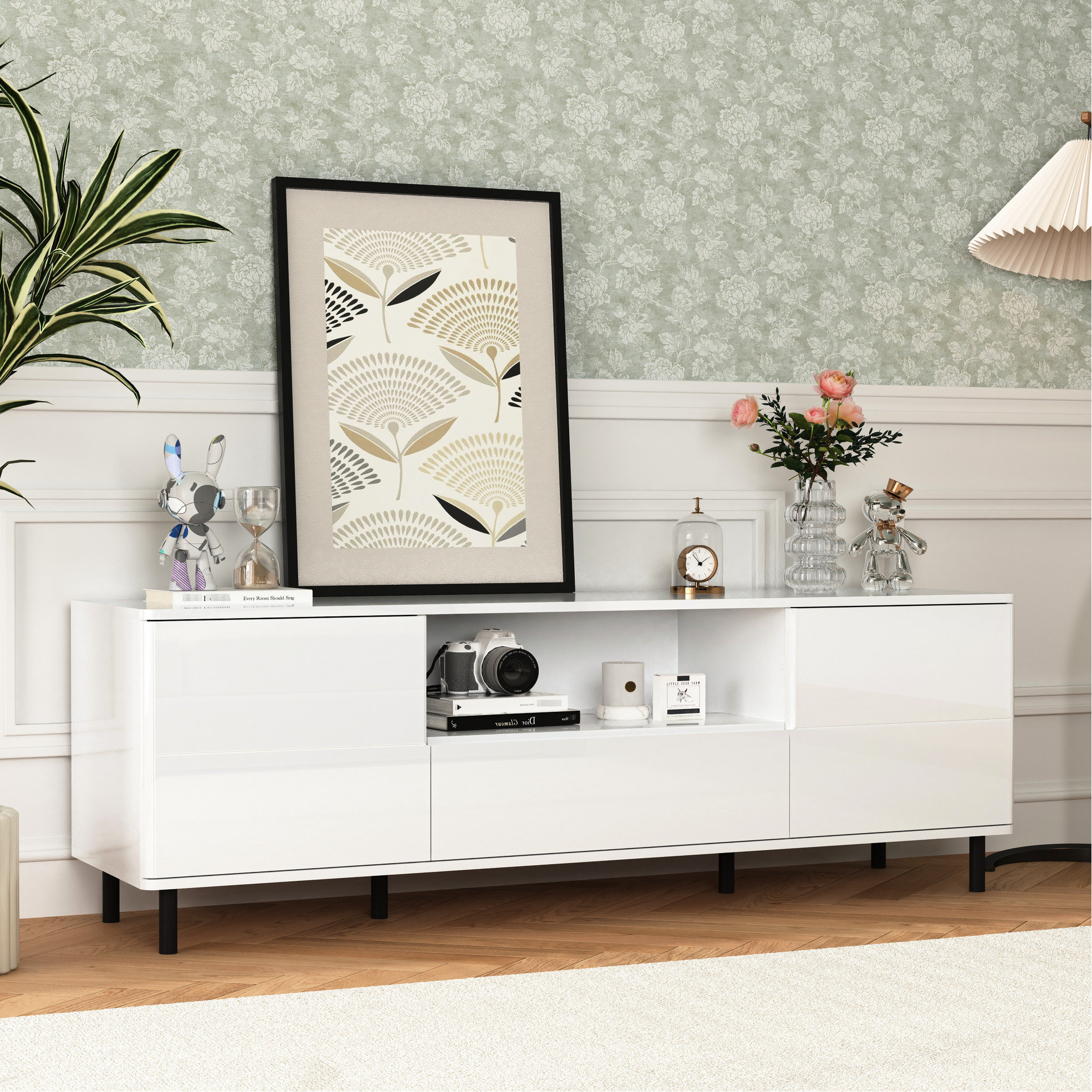 Ivy Bronx Entertainment Center For Living Room - High Gloss Panel ...