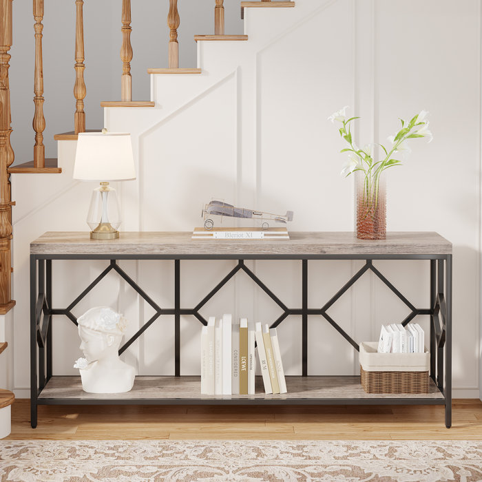 Mercer41 70.86'' Extra Long Entryway Accent Table, 2 Tier Console Sofa ...