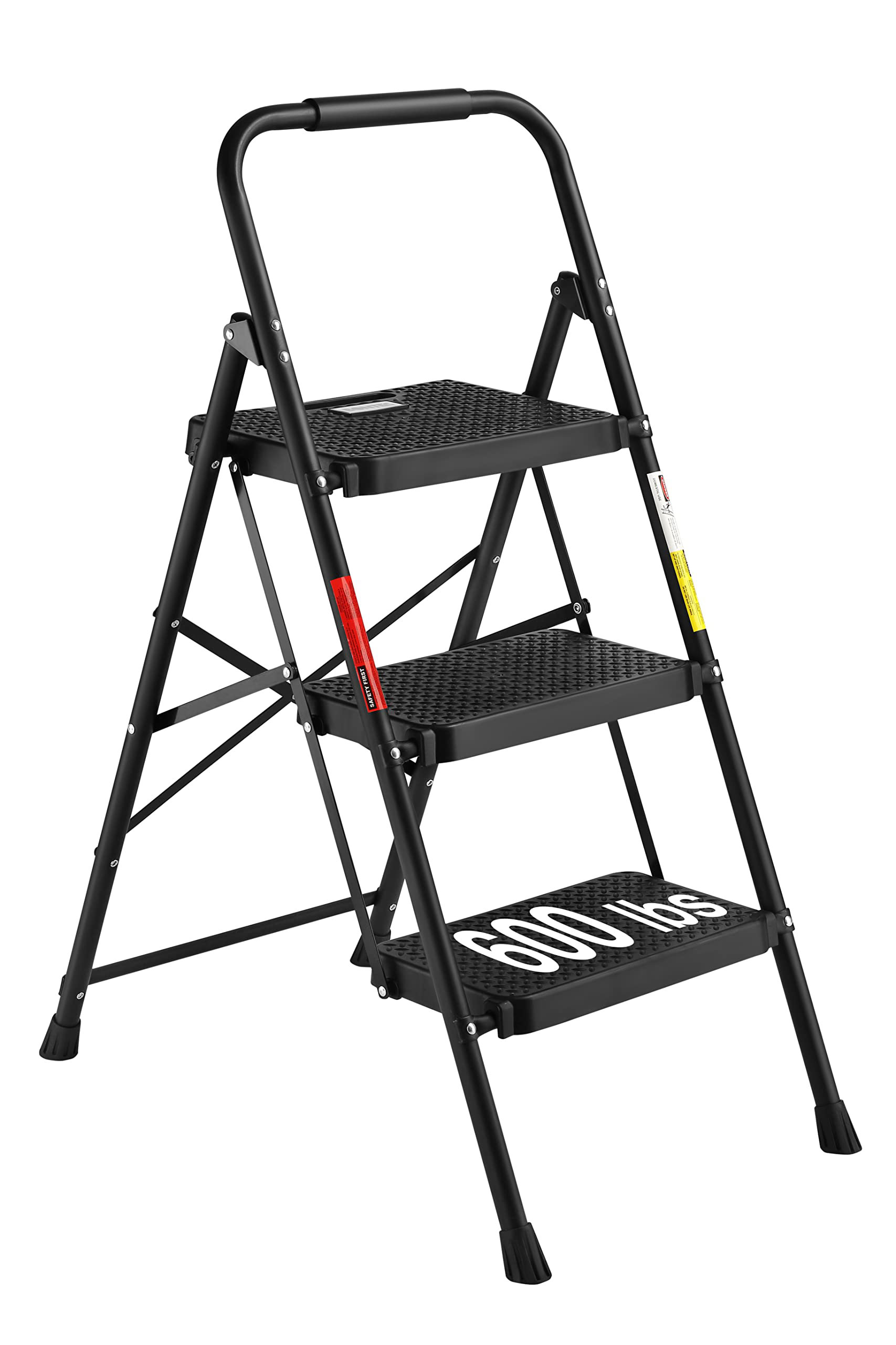 Latitude Run® Portable Anti-Slip Foldable 3-Step Ladder, Heavy-Duty ...