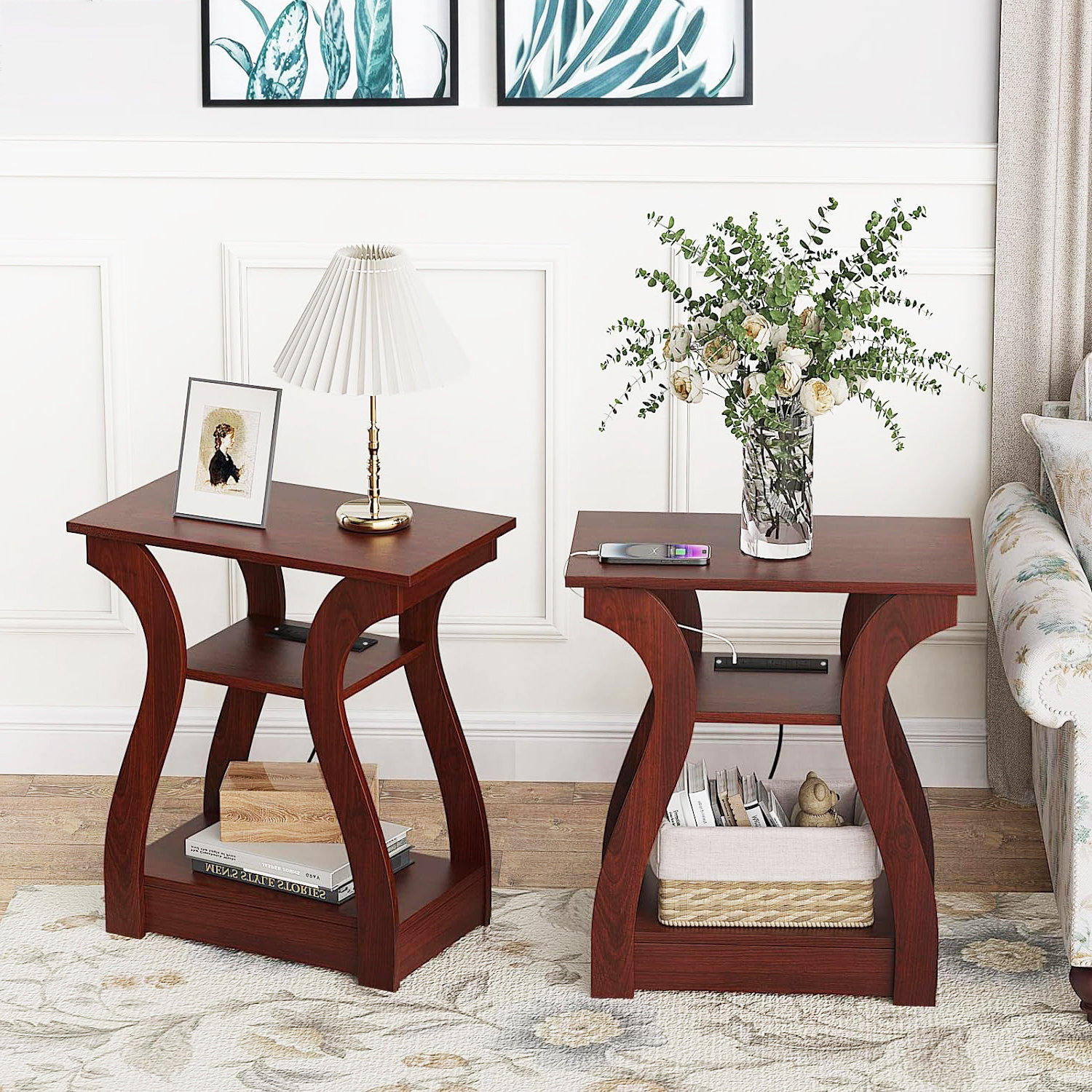 Ameriwood Side Table with Charging Station,Set of 2 | Wayfair