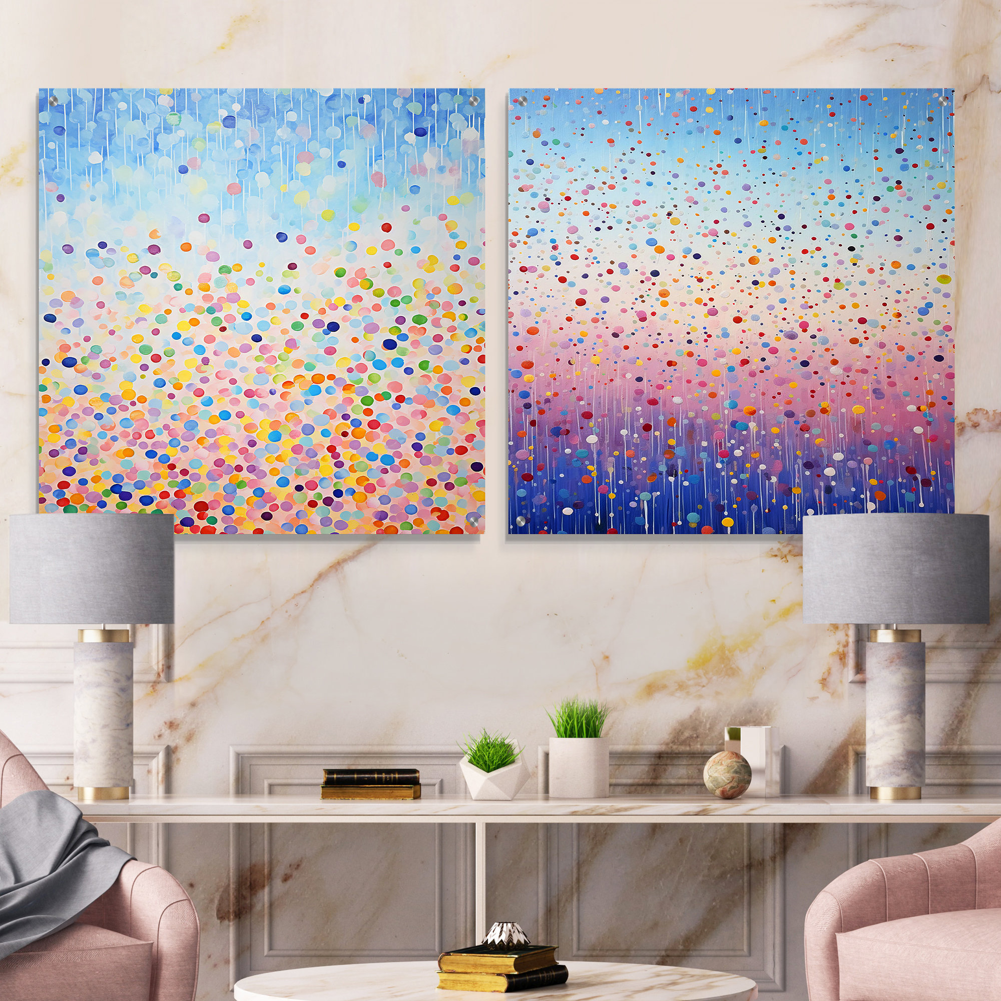 Ivy Bronx Minimalism Rainbow Dot - Abstract Acrylic Wall Art Glass Set ...