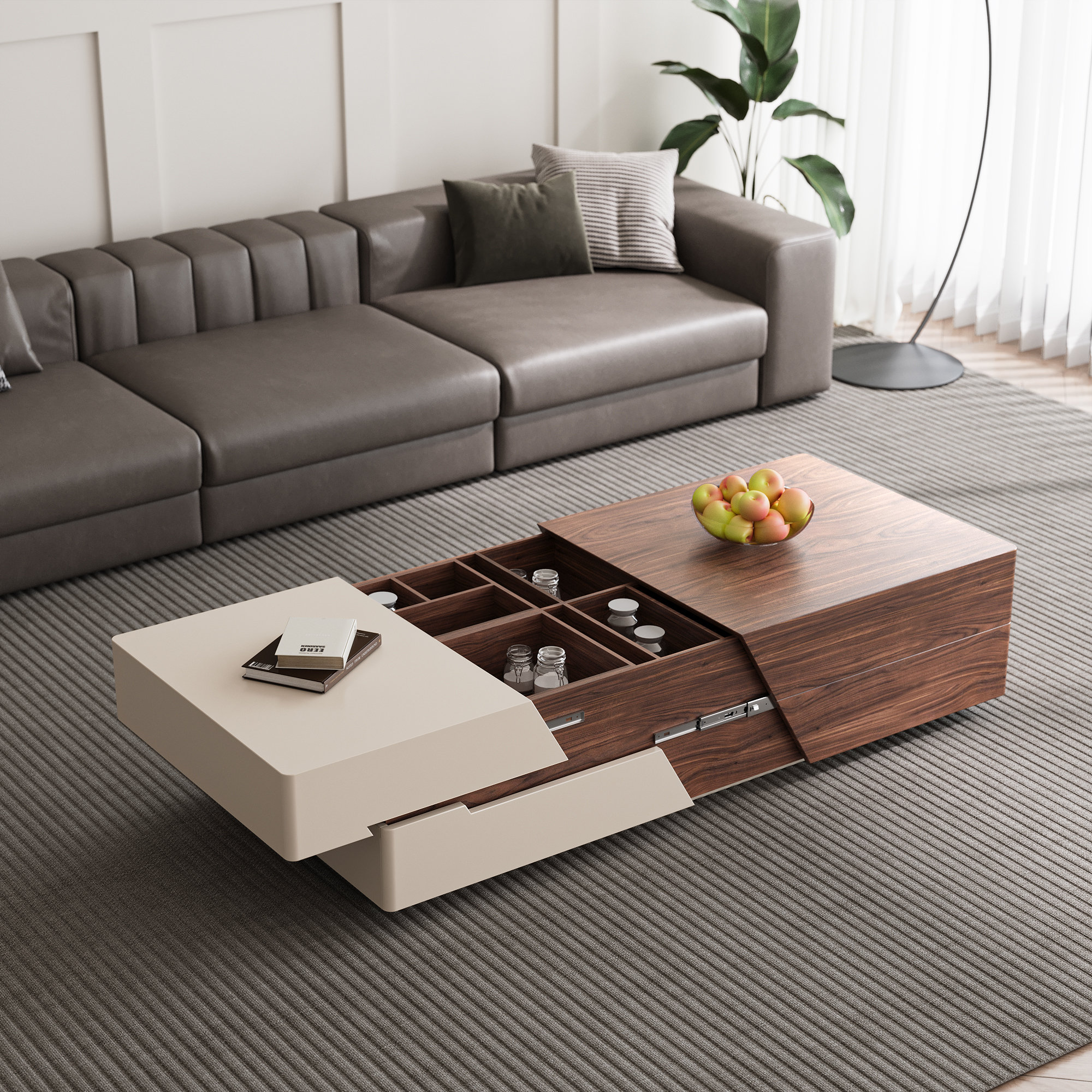 Hokku Designs A Practical Coffee Table Made Of White And Natural Wood ...
