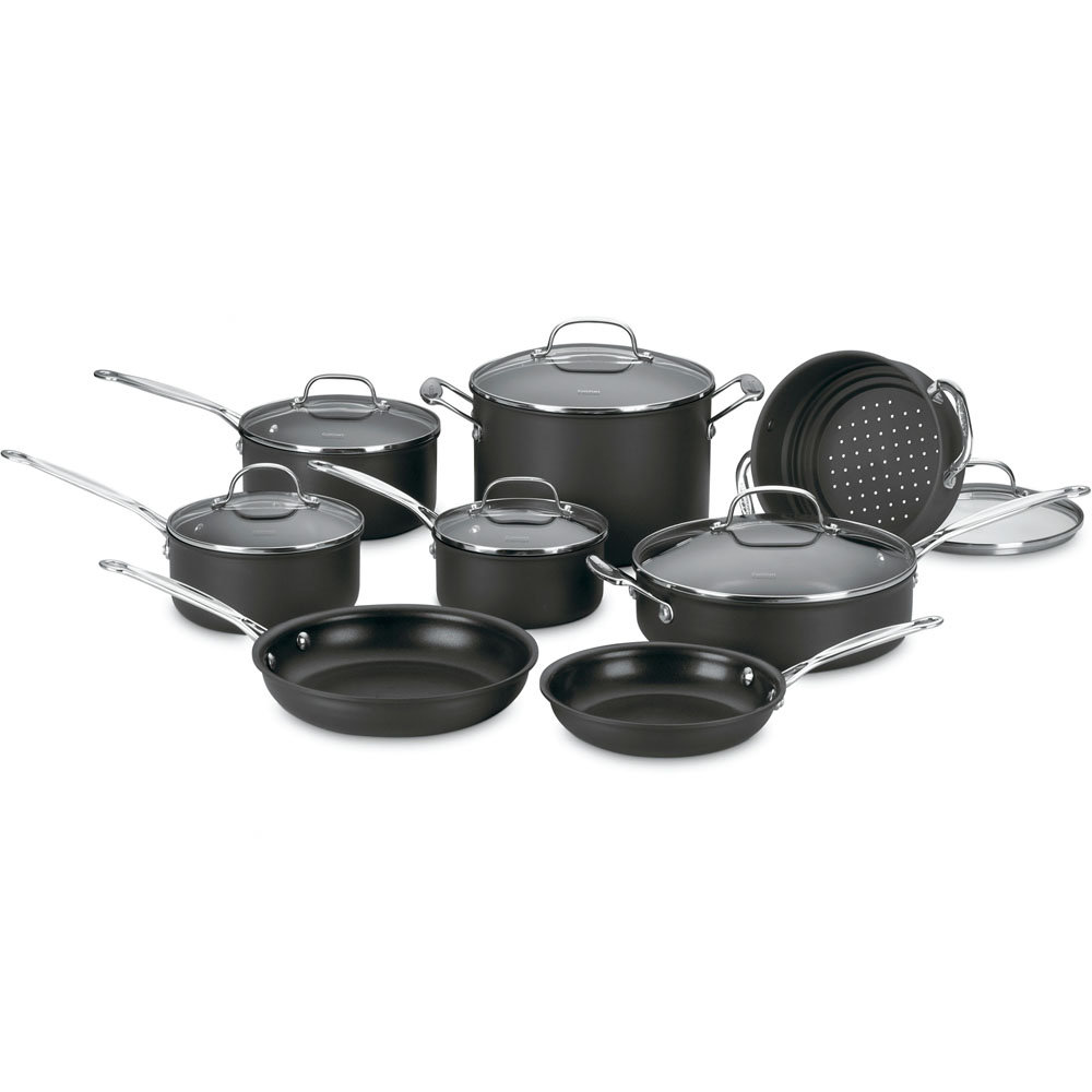 Cuisinart Chef's Classic 14 Piece Non Stick Hard Anodized Cookware Set ...