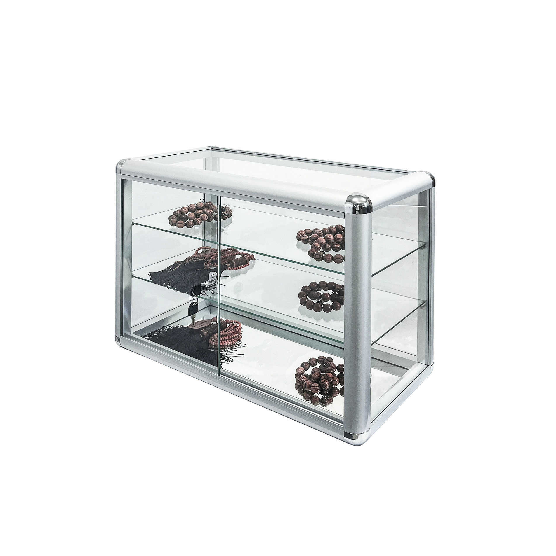 Banior Sliding Door Tempered Glass Showcase With Lock - Display ...