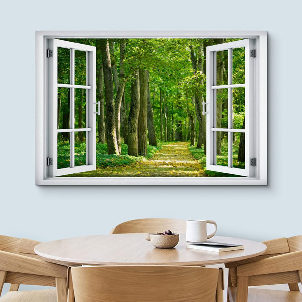 IDEA4WALL Window Scenery " Window View Neon Green Springtime Forest ...