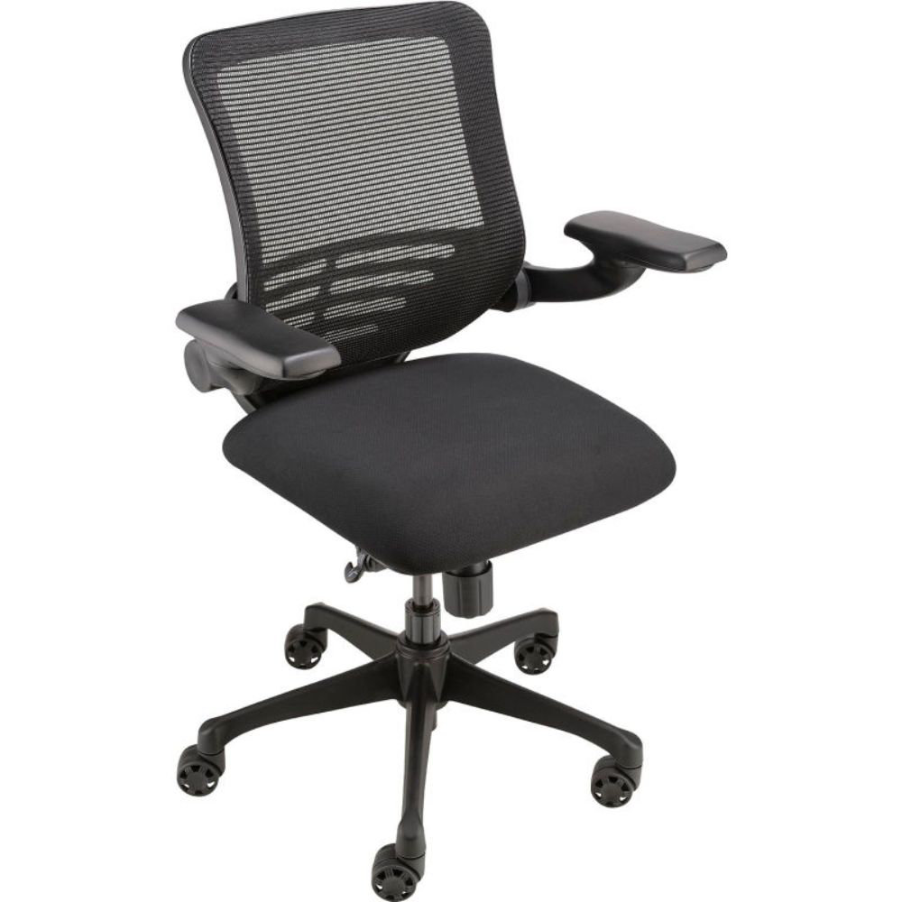 Interion Multifunction Ergonomic Office Chair With Arms, Fabric, Black ...