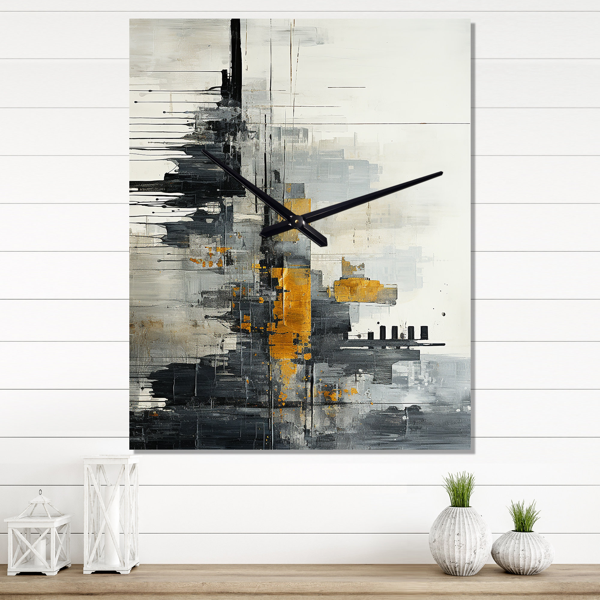 Design Art Abstract Cityscape III - Abstract Collages Modern Wall Clock ...