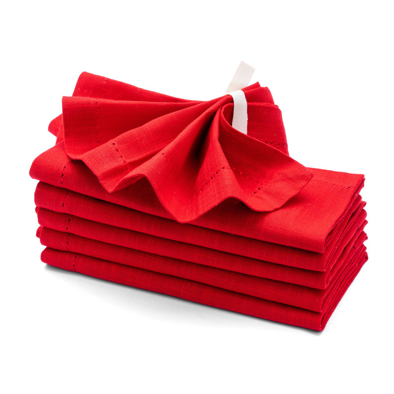 Latitude Run® Cotton Hemstitch Napkin - Red Napkins | Wayfair