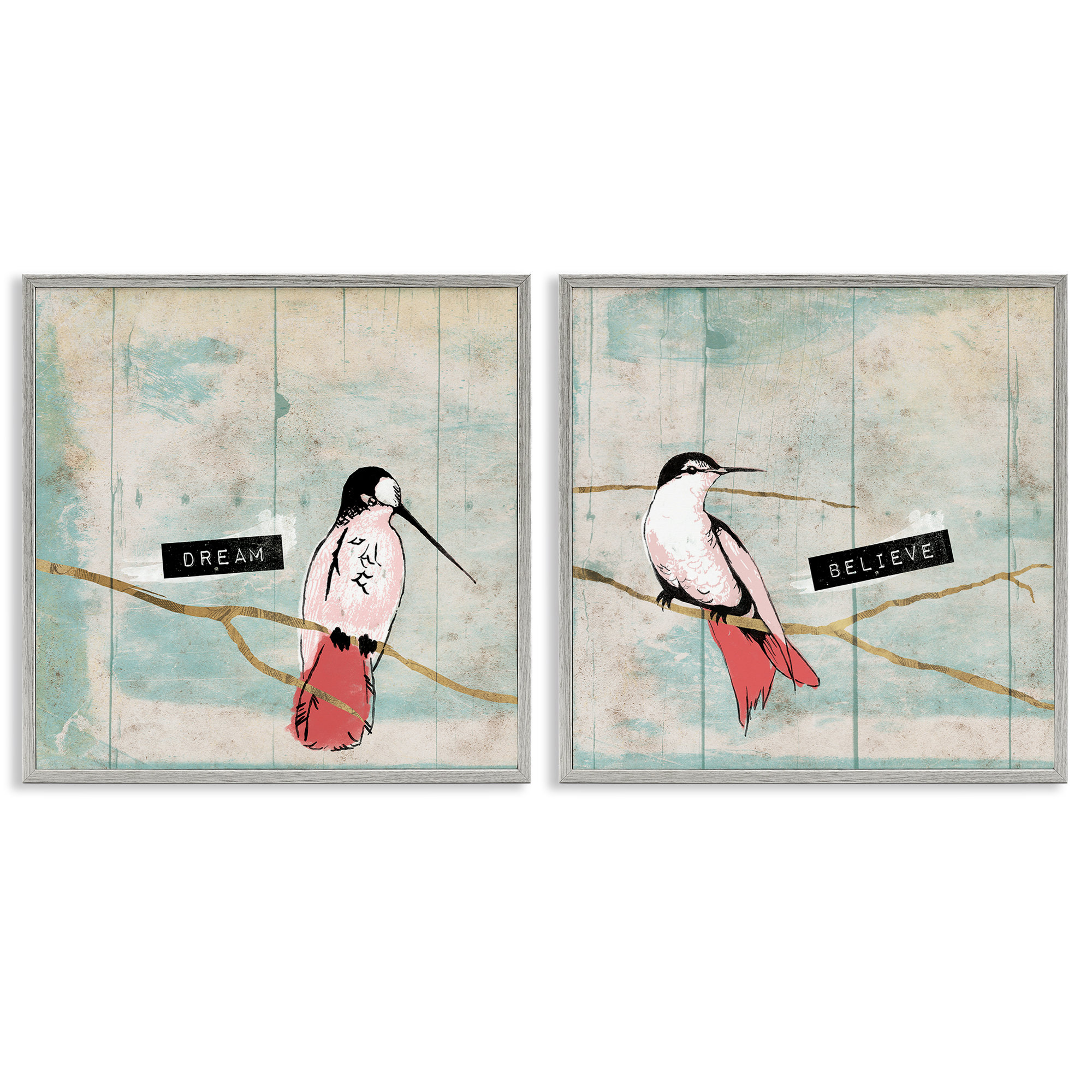 Ophelia & Co. Dream Believe Hummingbird Branch 2 PC Giclee Art Set by ...