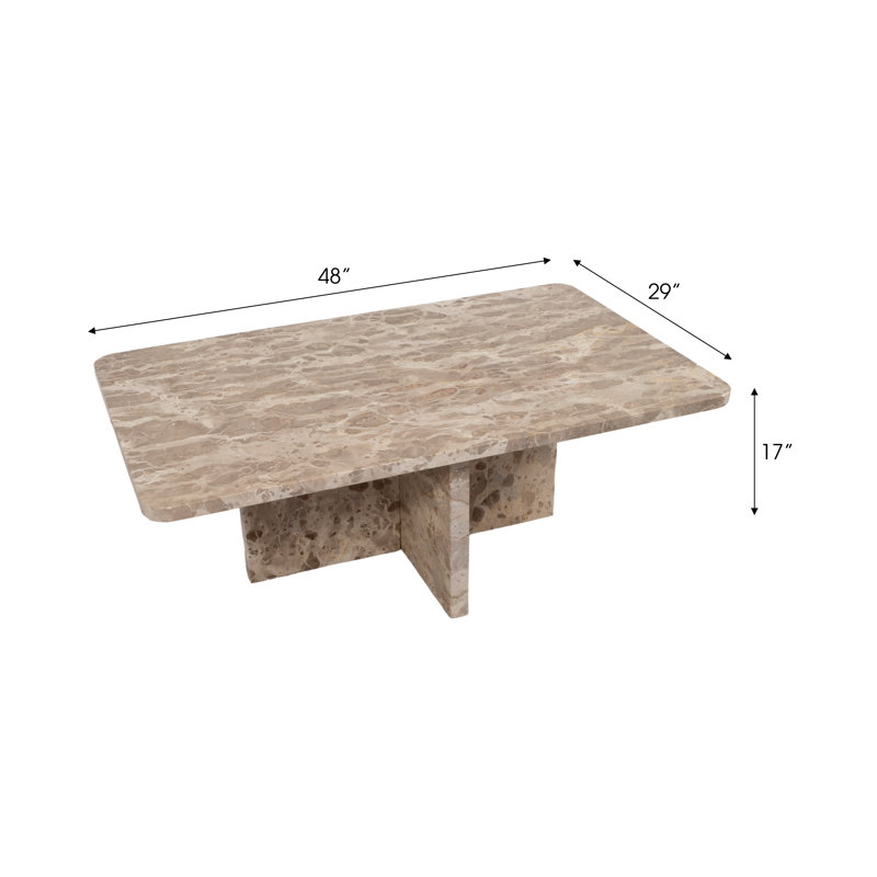 Orren Ellis Marble, 48" Coffee Table, Brown, Elegant Modern Accent ...