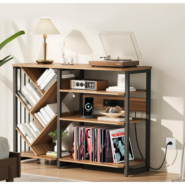 17 Stories 4 Tier Record Player Stand Table with Vinyl Record Storage ...