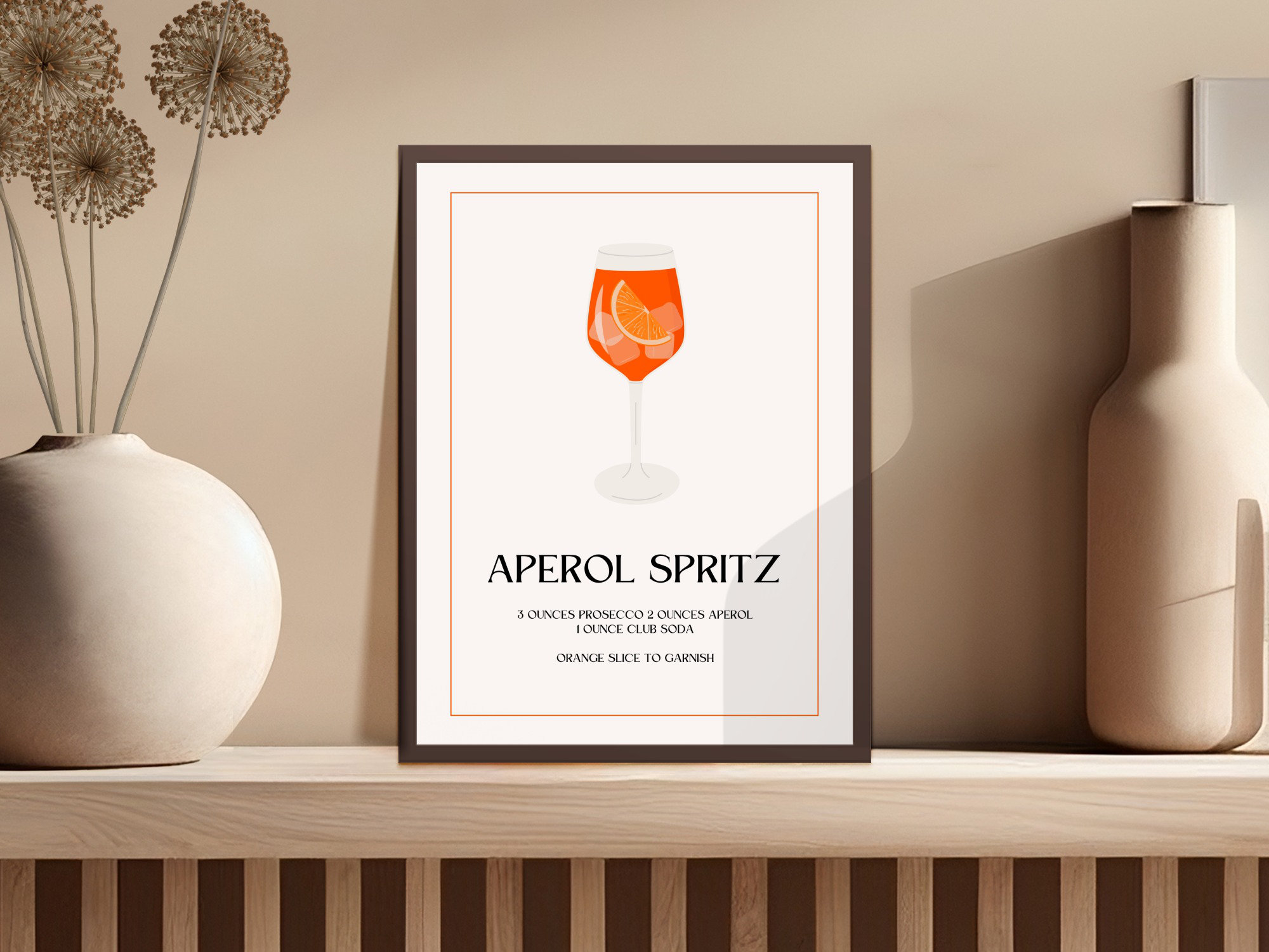 Happy Larry Aperol Spritz Wall Art, Cocktail Drink Recipe Poster ...