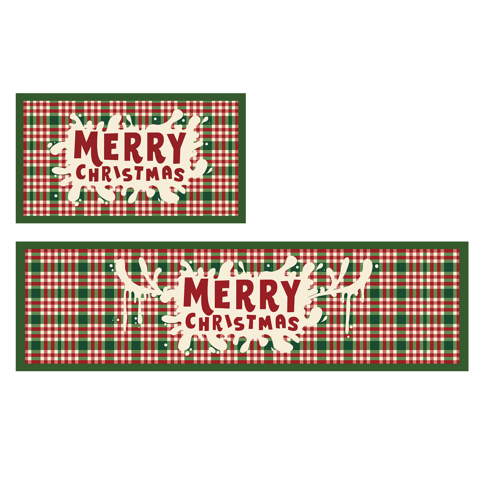 The Holiday Aisle® Buffalo Plaid Merry Christmas Kitchen Rugs 2 PCS ...