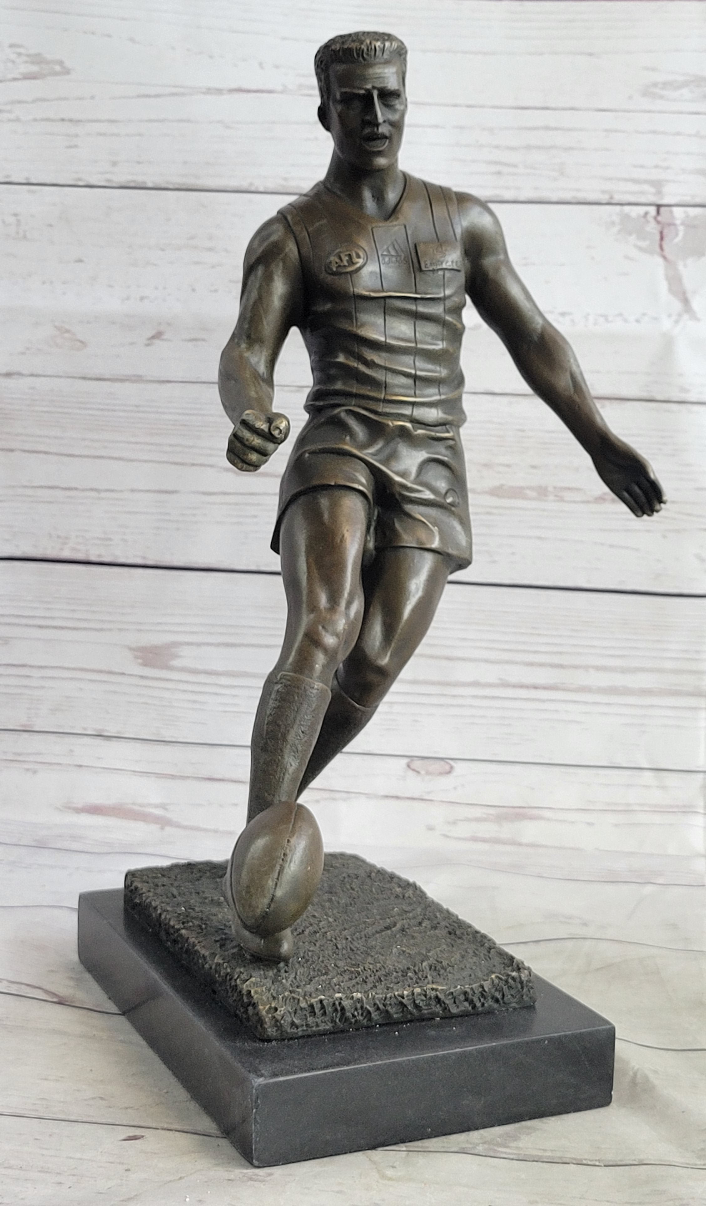 Charlton Home® Odesa Large Muscular Rugby Player Bronze Sculpture ...