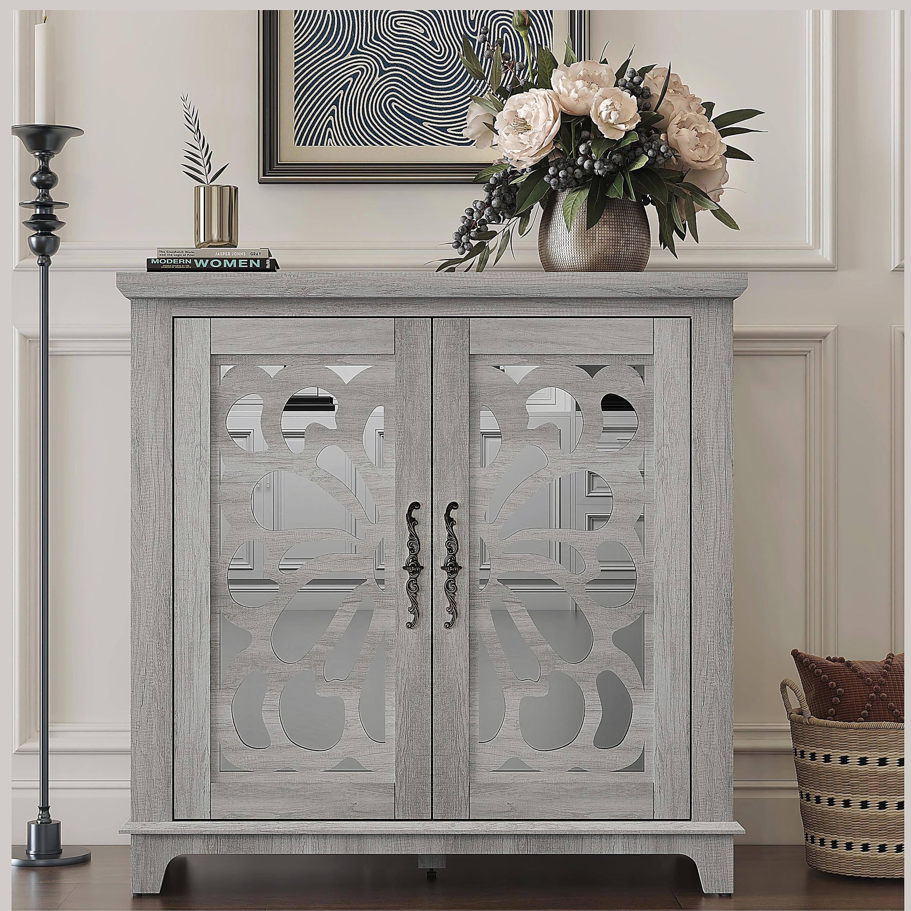 Winston Porter Elegant sideboard with 2 acrylic mirrored doors ...