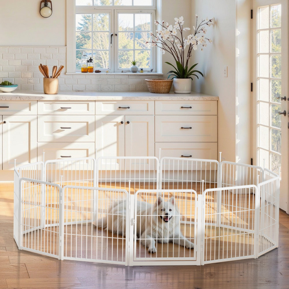 UTTU Multi-sized Metal Dog Exercise Pen Panels with 1 Doors & Reviews ...