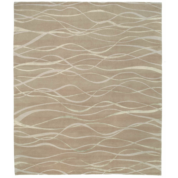 Tufenkian Ripple Shadow Abstract Hand-Knotted Beige/Neutral Area Rug ...