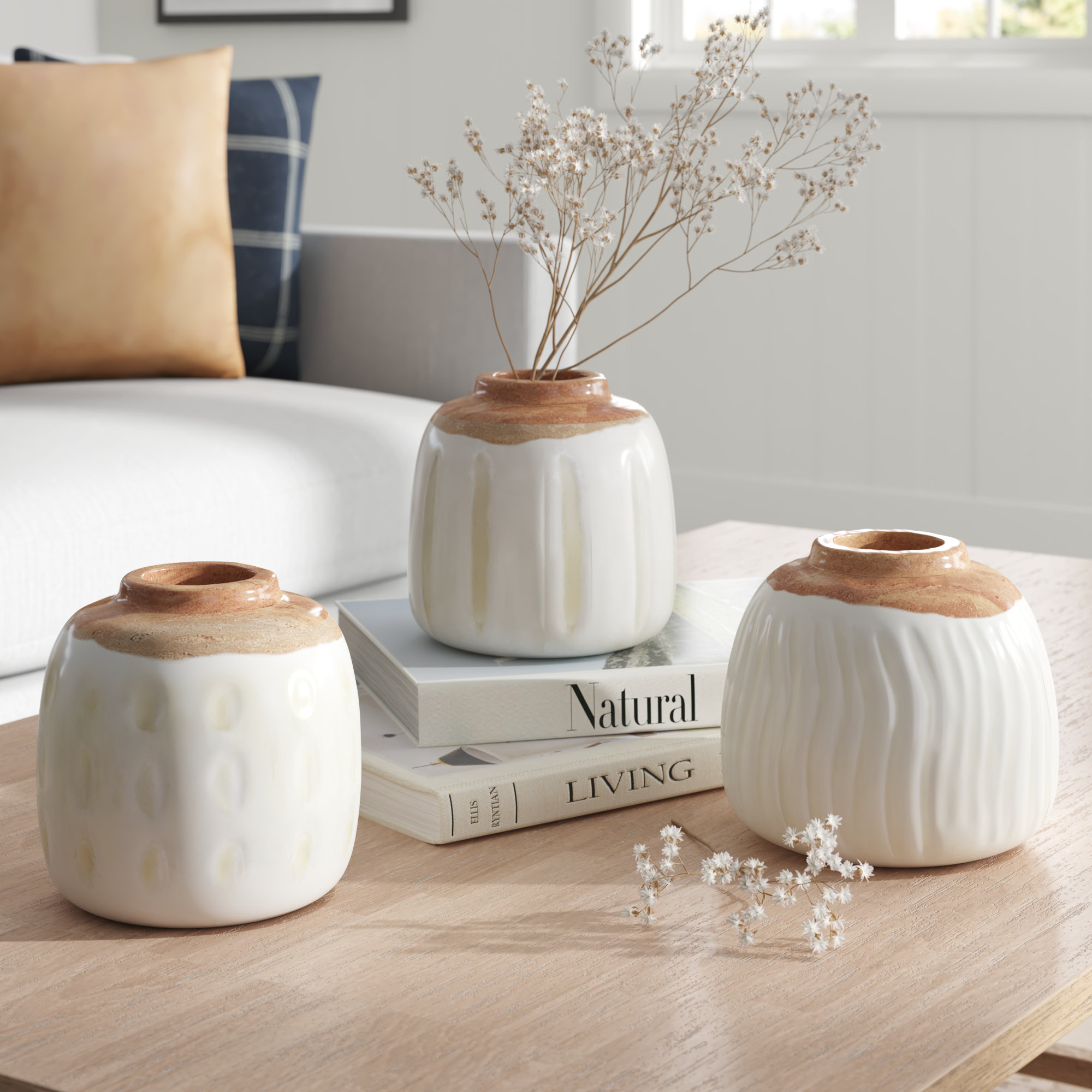 Sand & Stable™ 3 Piece Maggie White Wood Table Vase Set - Wayfair Canada