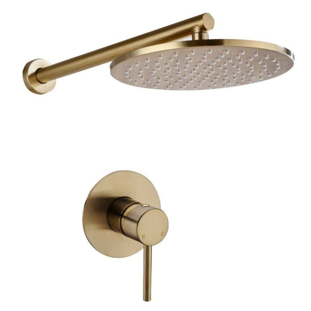 Juno Showers Elegant Round Gold Wall-Mounted Shower System with Single ...