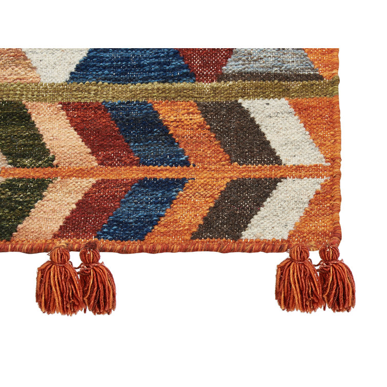Gracie Oaks Montegue Wool/Cotton Blue/Red/Green Rug | Wayfair.co.uk