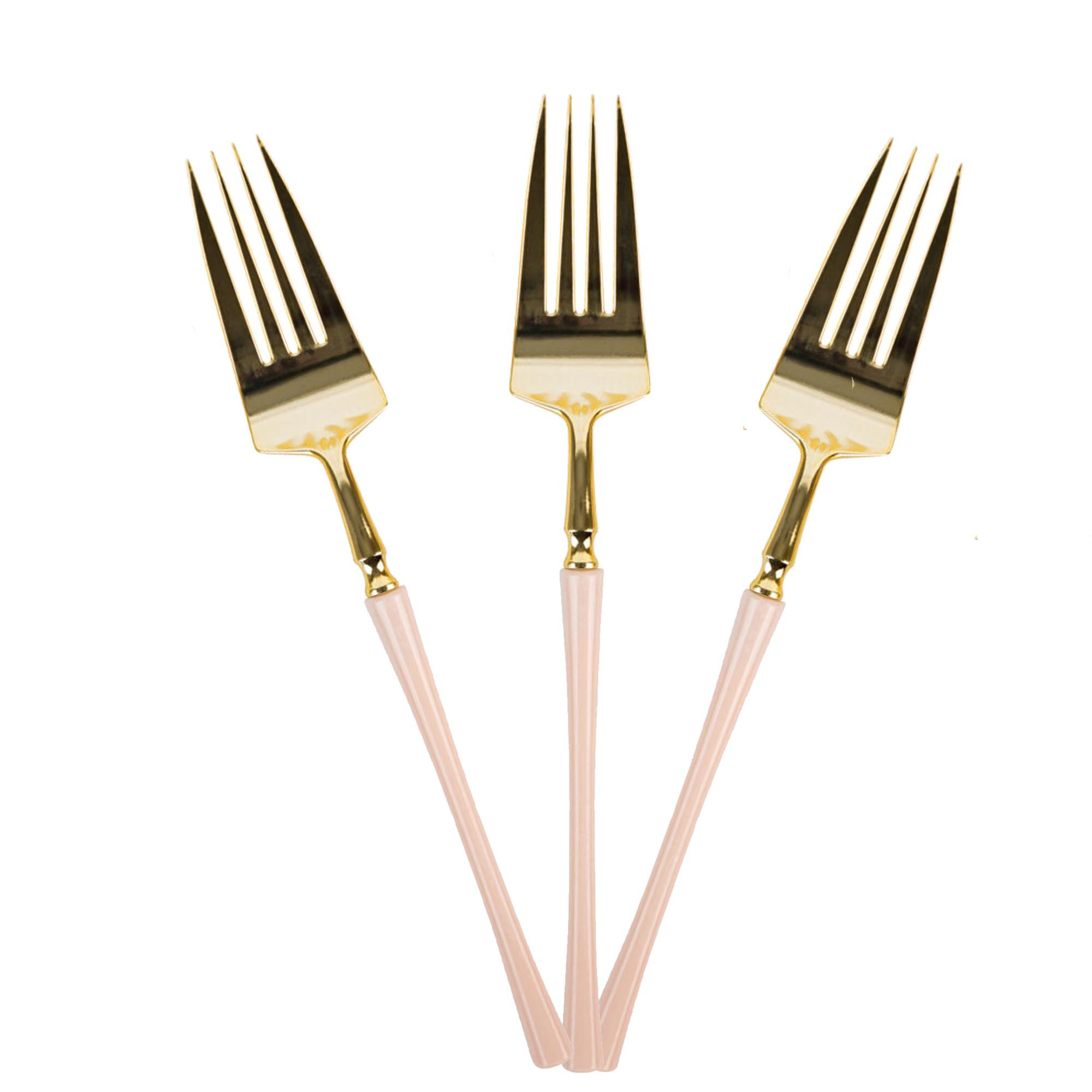 Ecoquality Modern Pink And Gold Disposable Plastic Dinner Forks ...