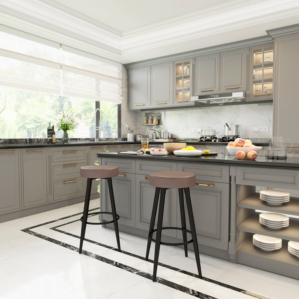 Corrigan Studio® Ensemble de 2 tabourets de comptoir de cuisine ronds ...