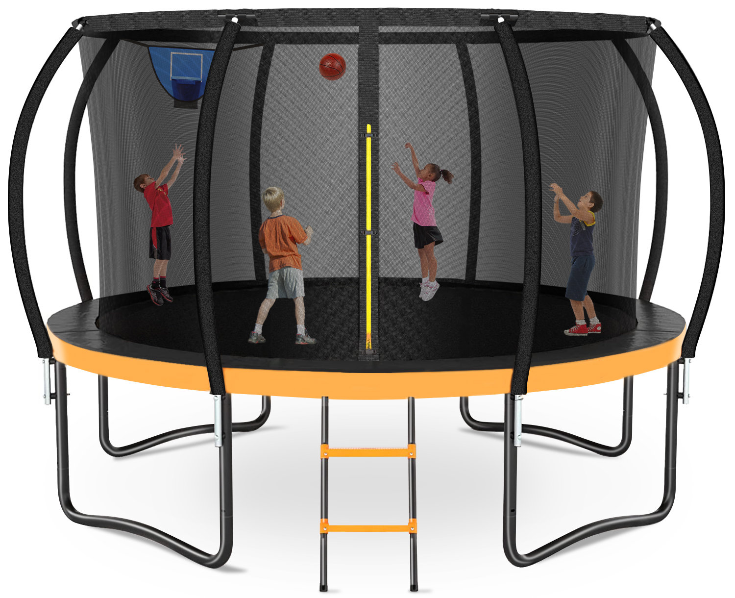 LIZEVINC 12 FT Outdoor Trampoline With Basketball Hoop, Safety ...