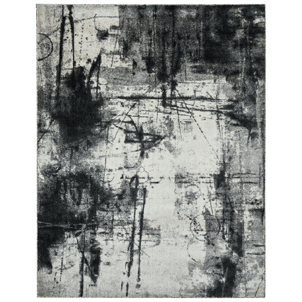 Kalaty Rug Corp. Strato Abstract Black/Grey Area Rug | Perigold