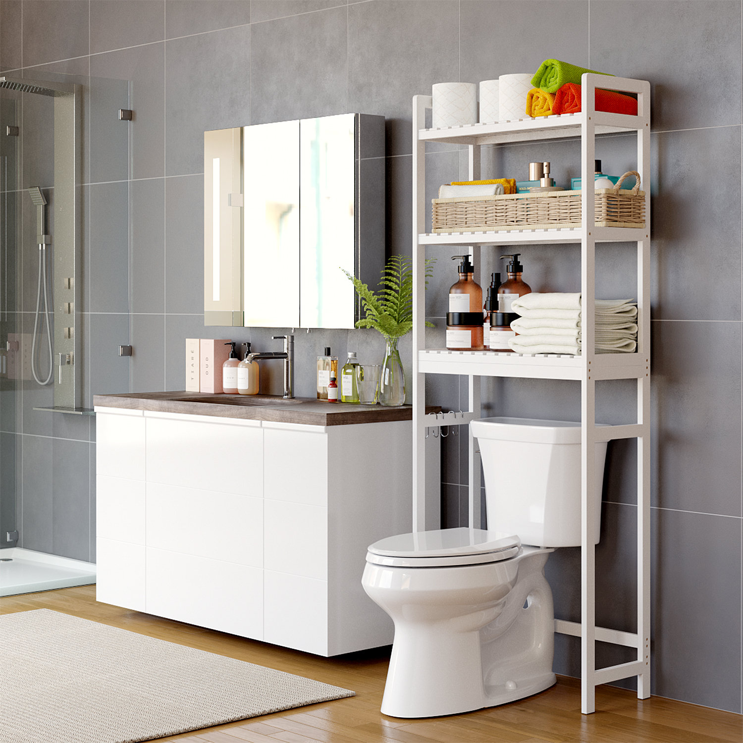The Twillery Co.® Garlington 64.2'' Bamboo Freestanding Over-the-Toilet ...