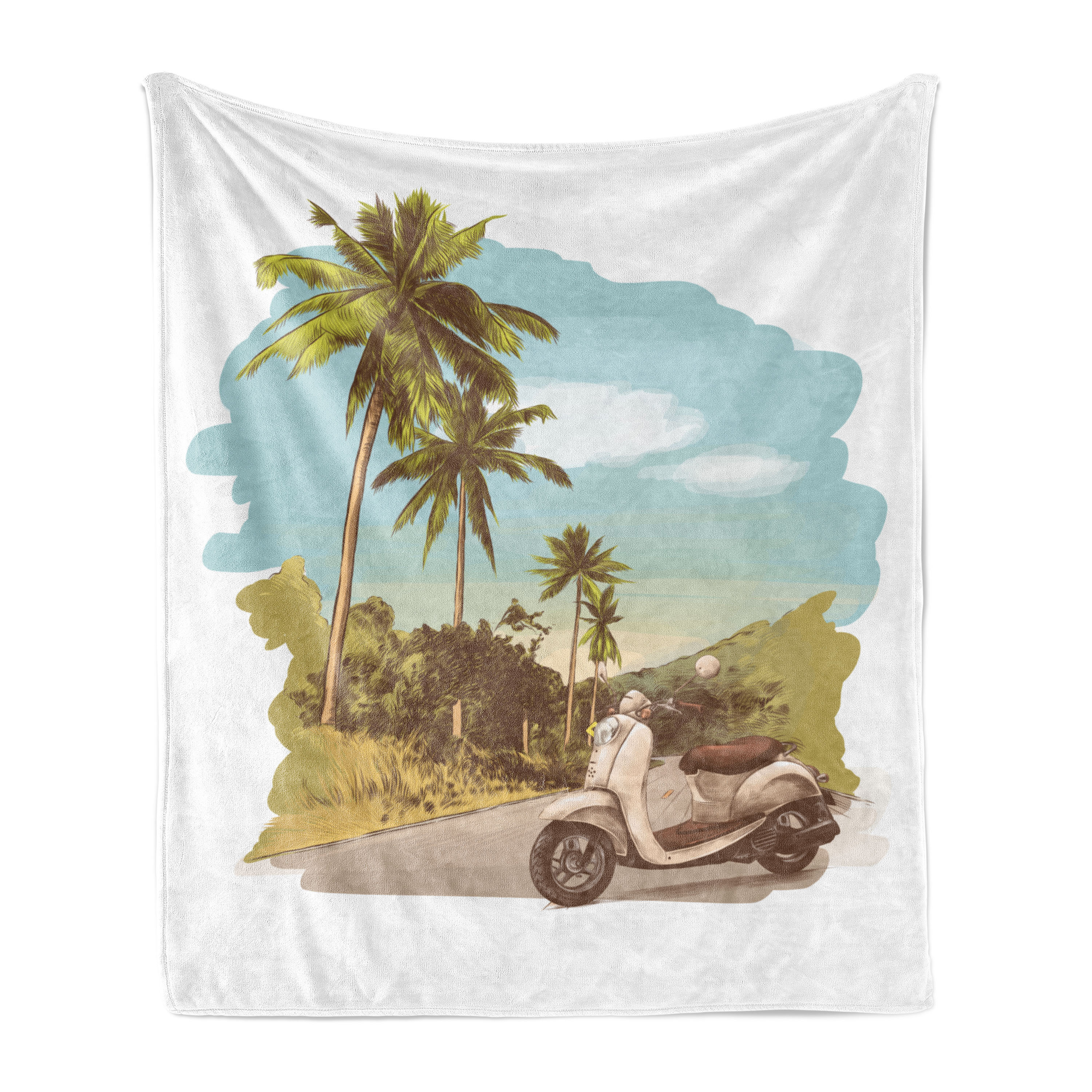 Ambesonne Retro Fleece Throw Blanket Vintage Scooter in Jungle | Wayfair