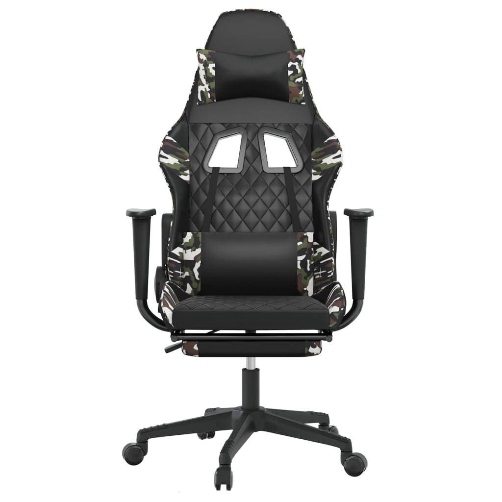 Inbox Zero Gaming Chair with Footrest Black and Camouflage Faux Leather ...