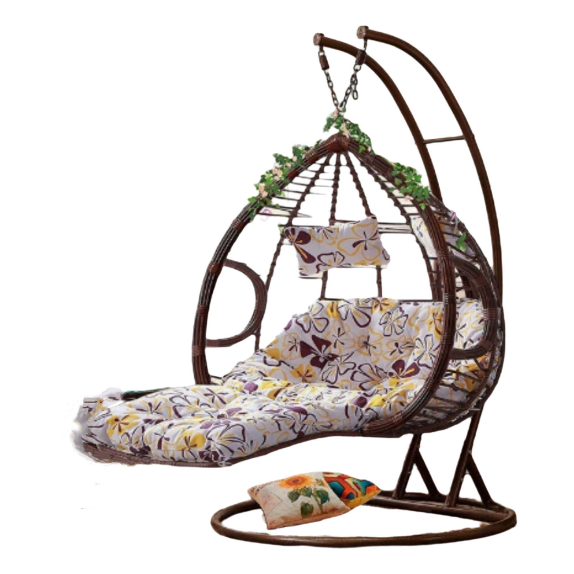 Aufind Outdoor Hanging Basket Chair Double Double Pole Plus Footrest ...