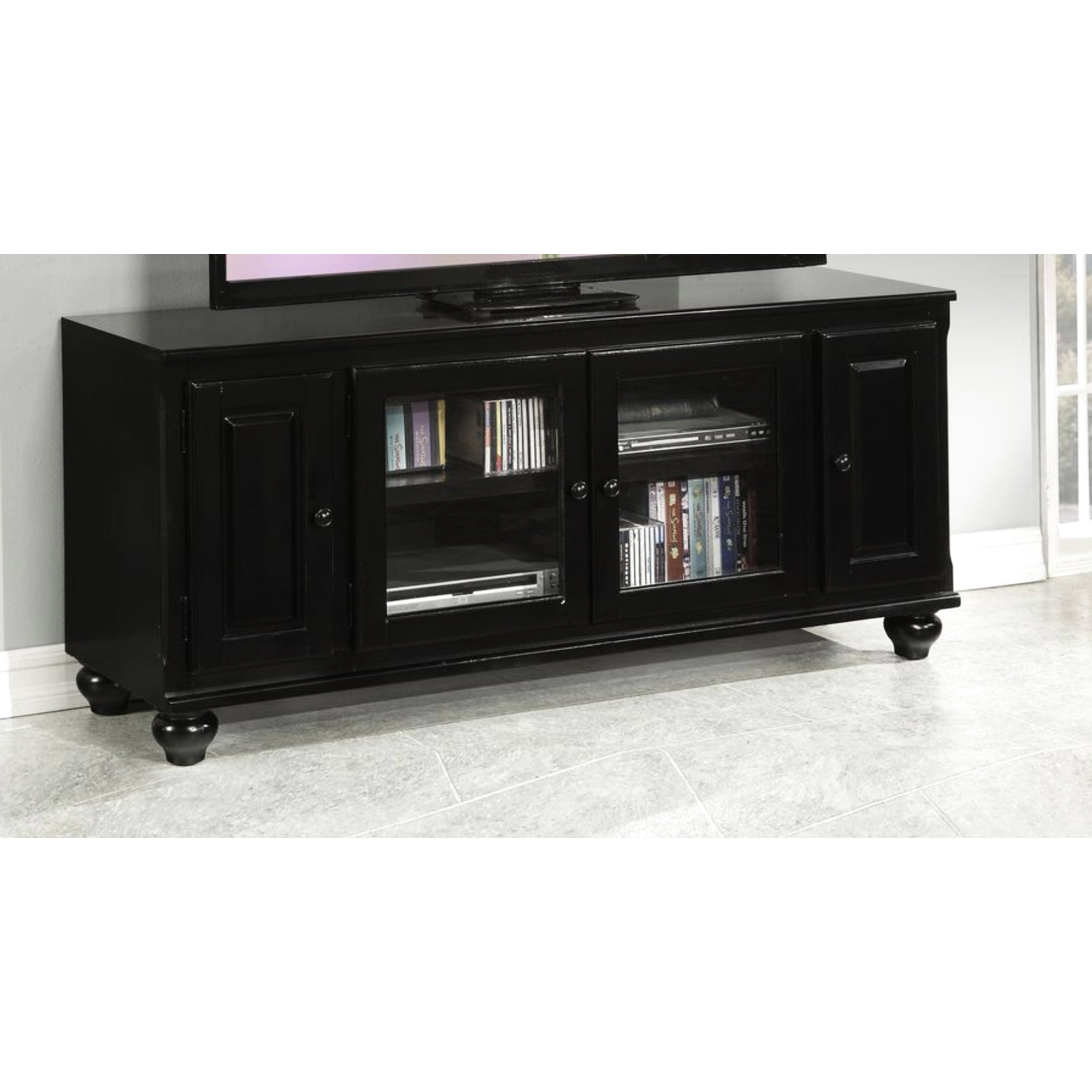 17 Stories Elegant Black Tv Stand, Accommodates 50 - 59 Inch Tvs, 4 ...