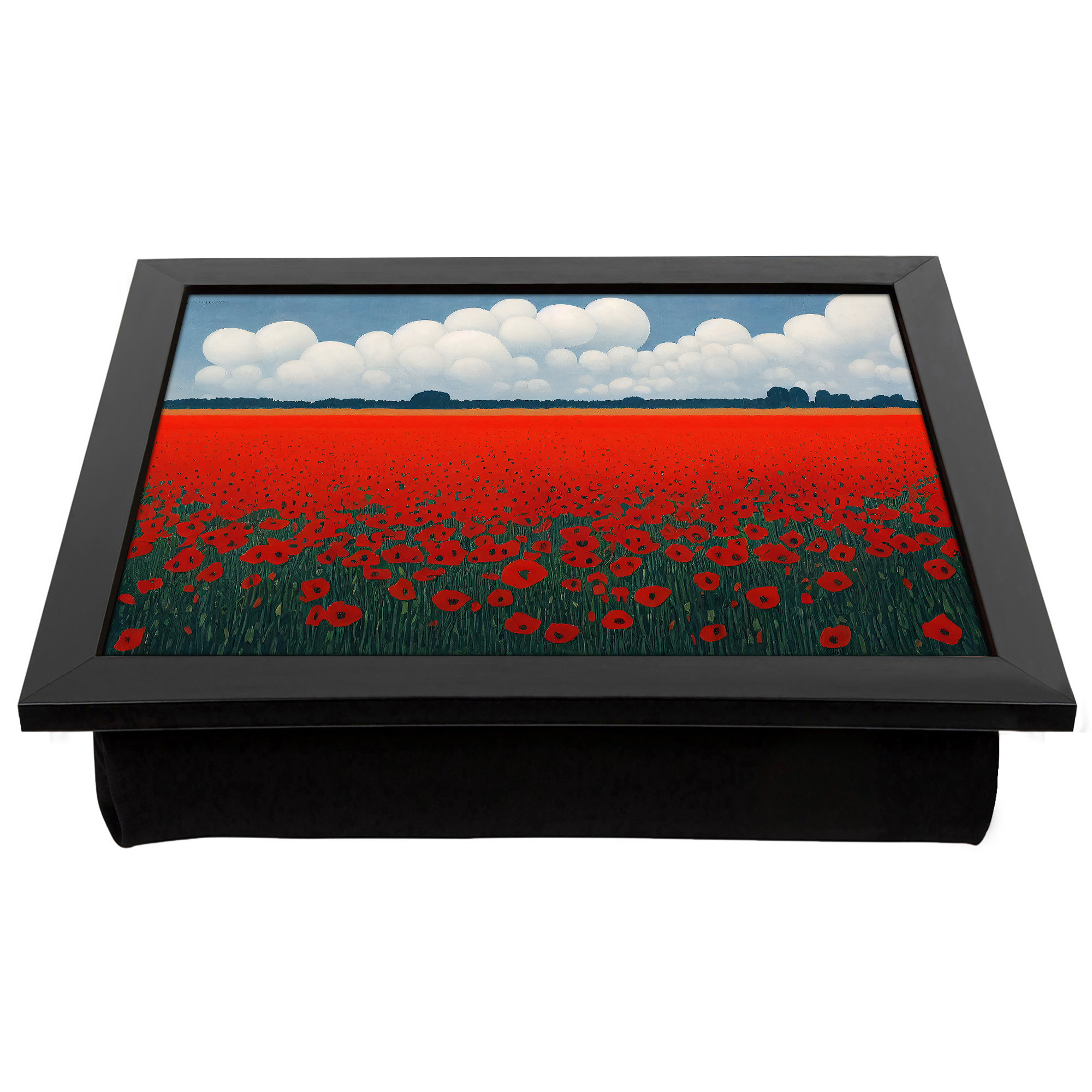 17 Stories Futuristic Poppy Field Flowers Lap Tray with Cushion ...