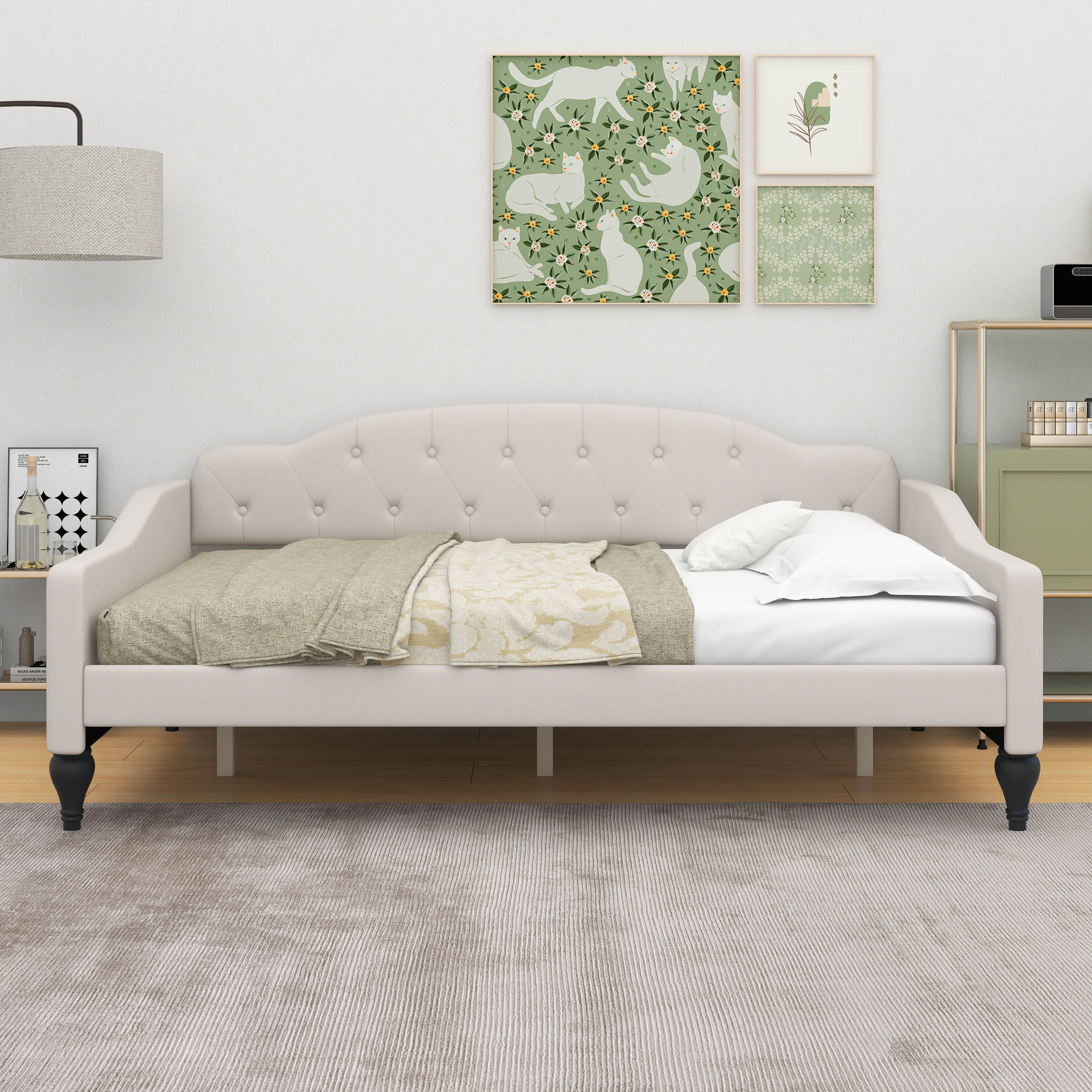 Zoomie Kids Aleishia Full Size Upholstered Tufted Daybed | Wayfair