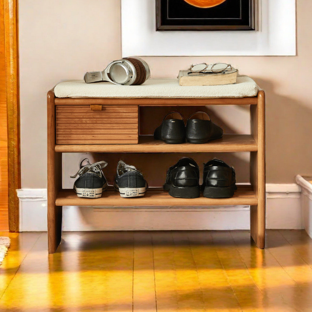 DICIXA Nordic Solid Wood Shoe Cabinet Sit-down Locker 5 Pair Shoe ...